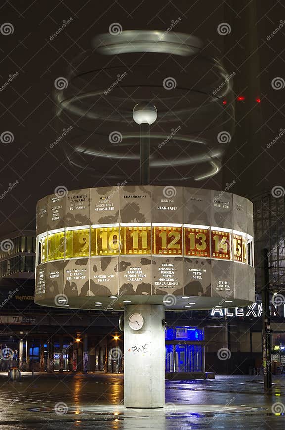 Alexanderplatz and World Time Clock in Berlin at Night Editorial Photo ...