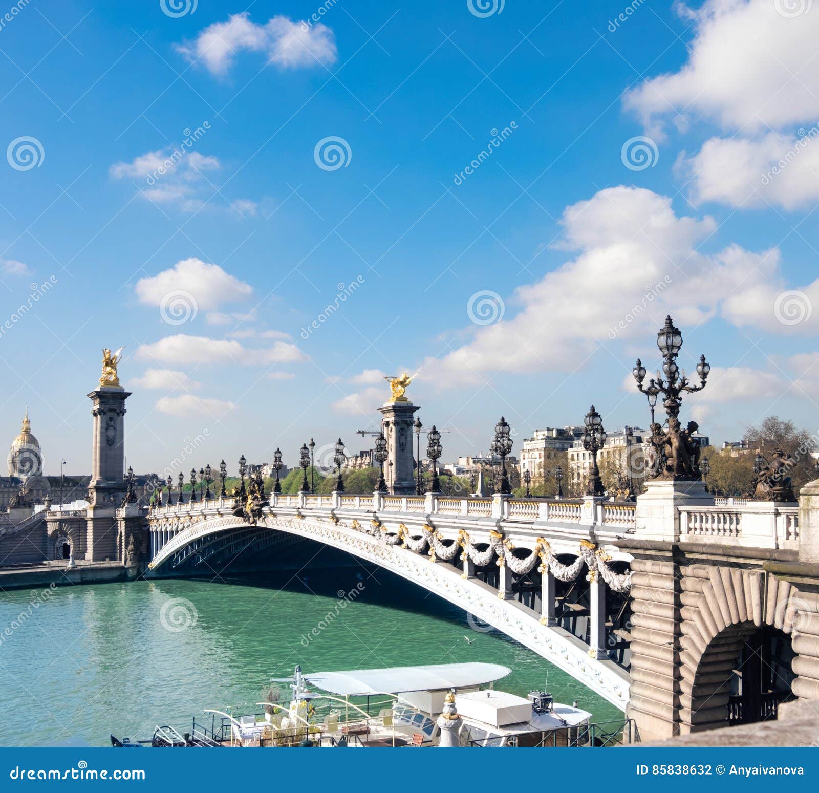 Alexandre Bridge in Paris on a Bright Sunny Morning, Panorama Stock ...