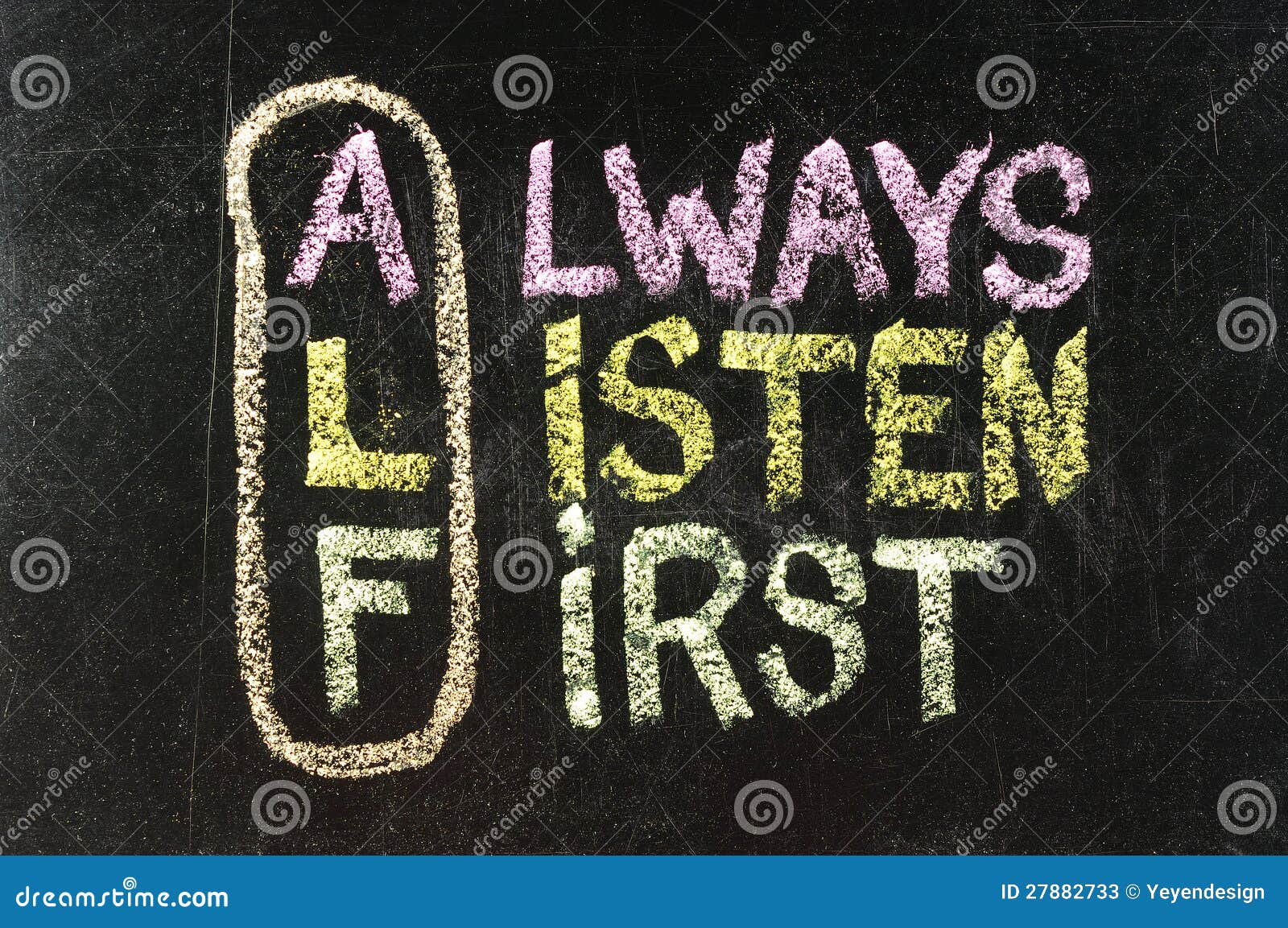 Always Listen First Word Displayed With 3d Text Format Royalty-Free ...
