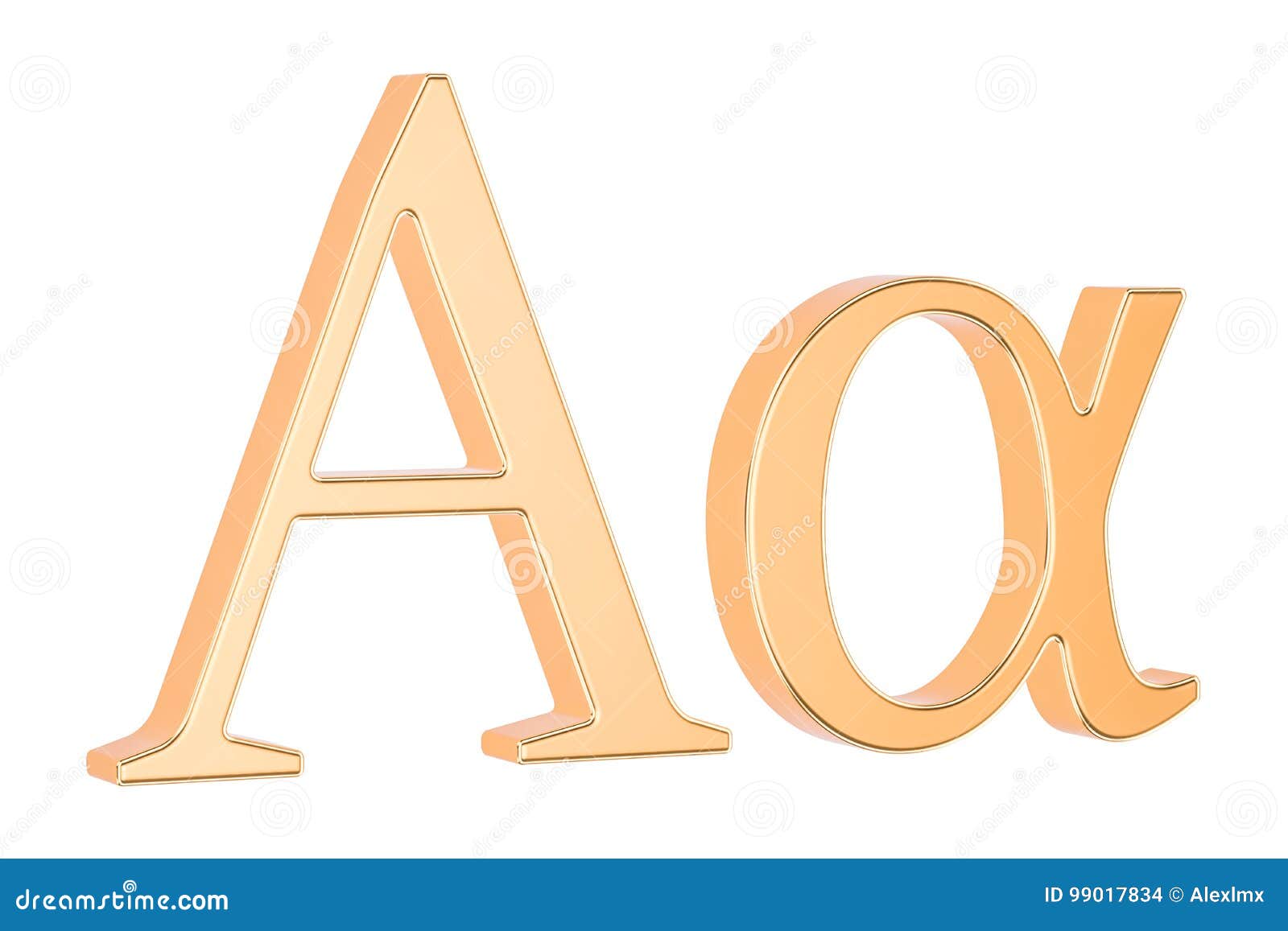 Alfa Greca Dorata Della Lettera, Rappresentazione 3D Illustrazione di ...