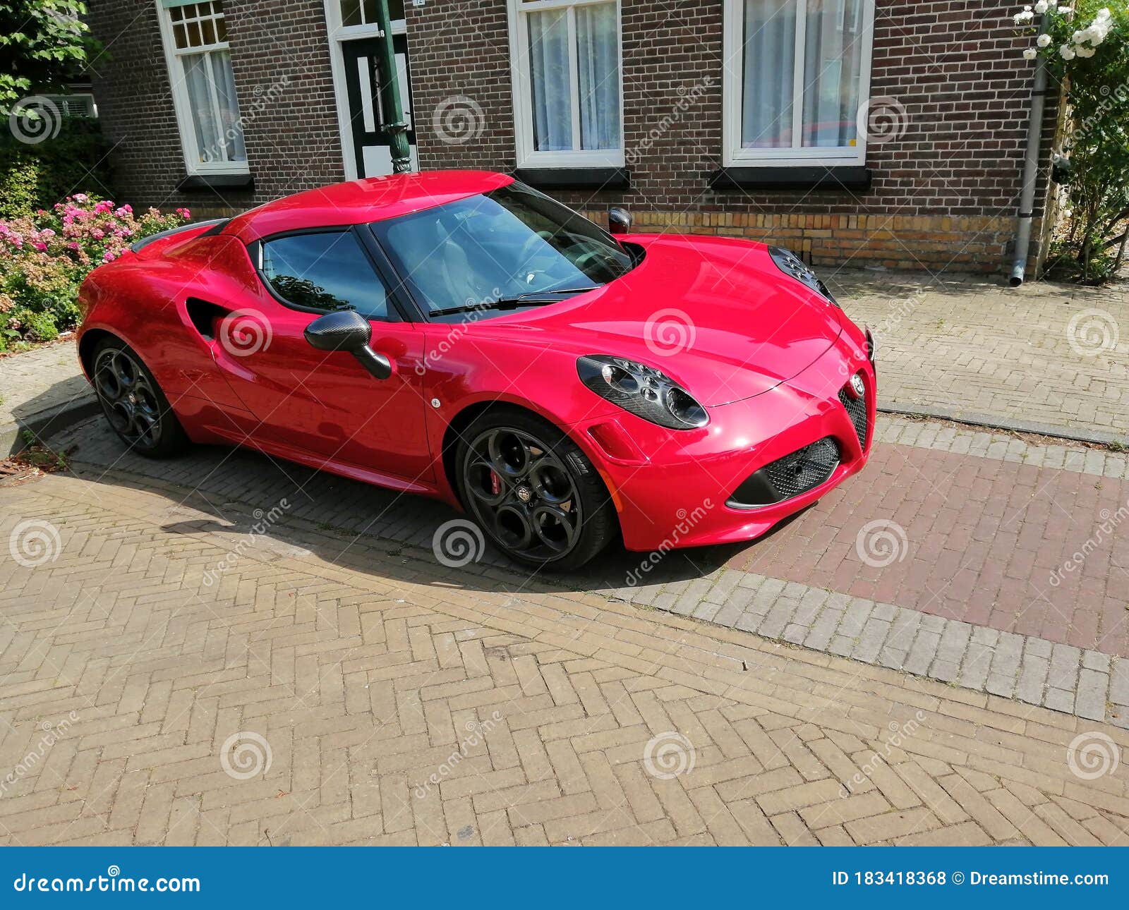 Alfa Romeo 4c red editorial stock photo. Image of netherlands - 183418368