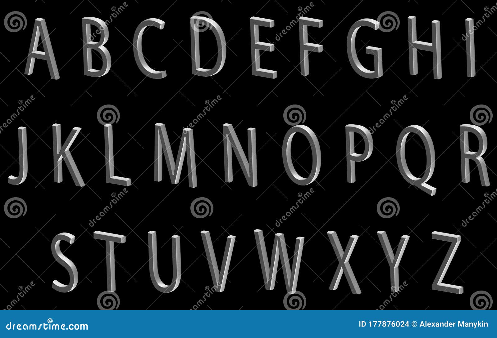 Latin alphabet 3D grey stock vector. Illustration of latin - 177876024