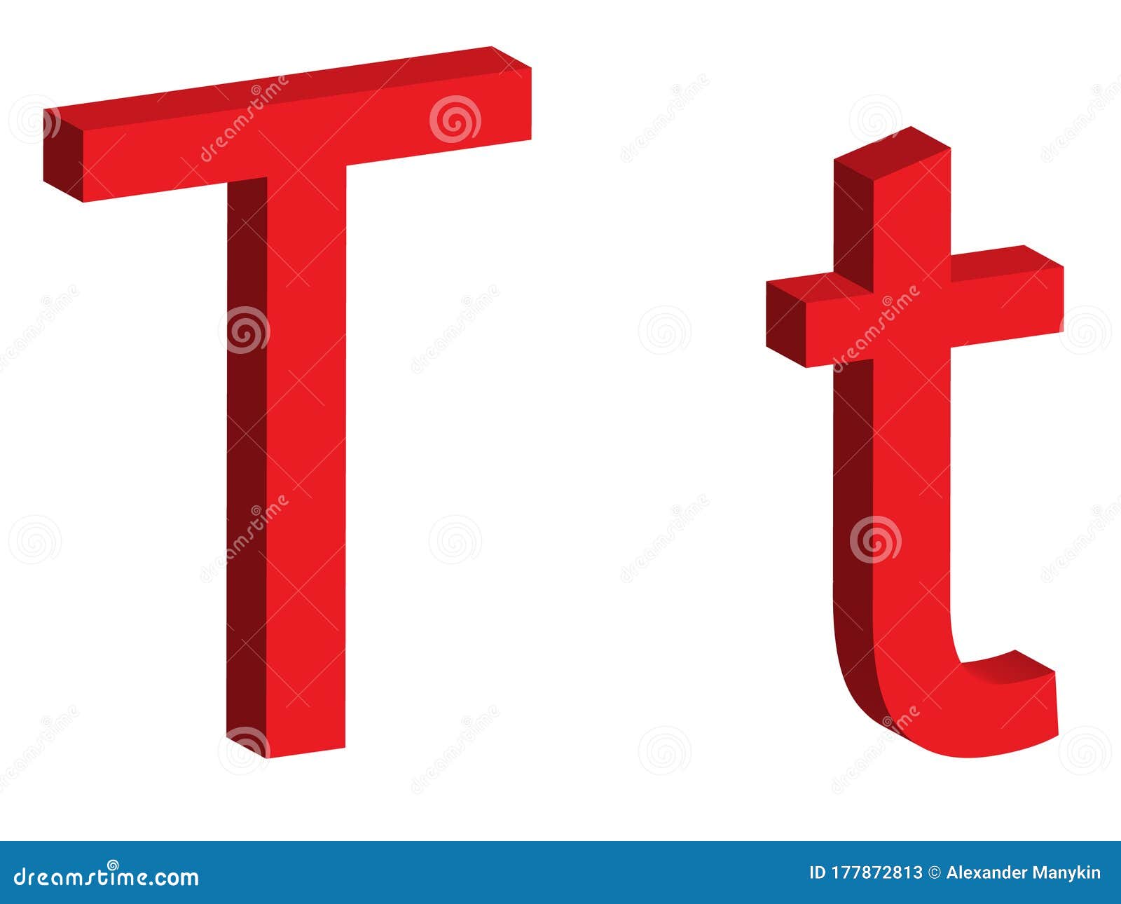Alfabet Latin 3D T stock vector. Illustration of text - 177872813