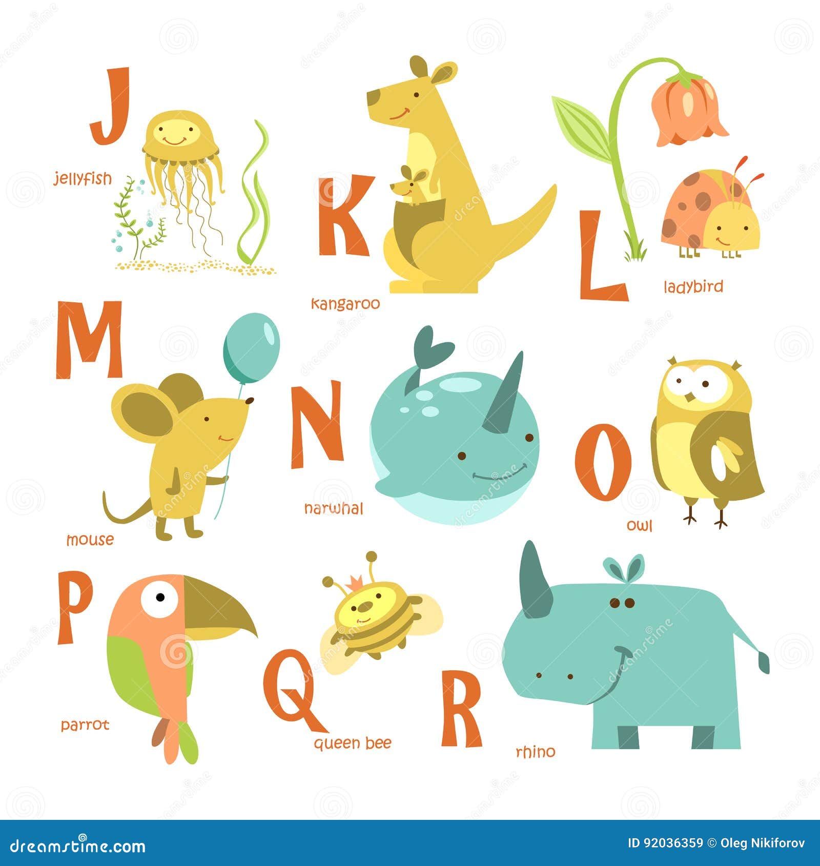 Alfabet och djur vektor illustrationer. Illustration av rudimenta ...