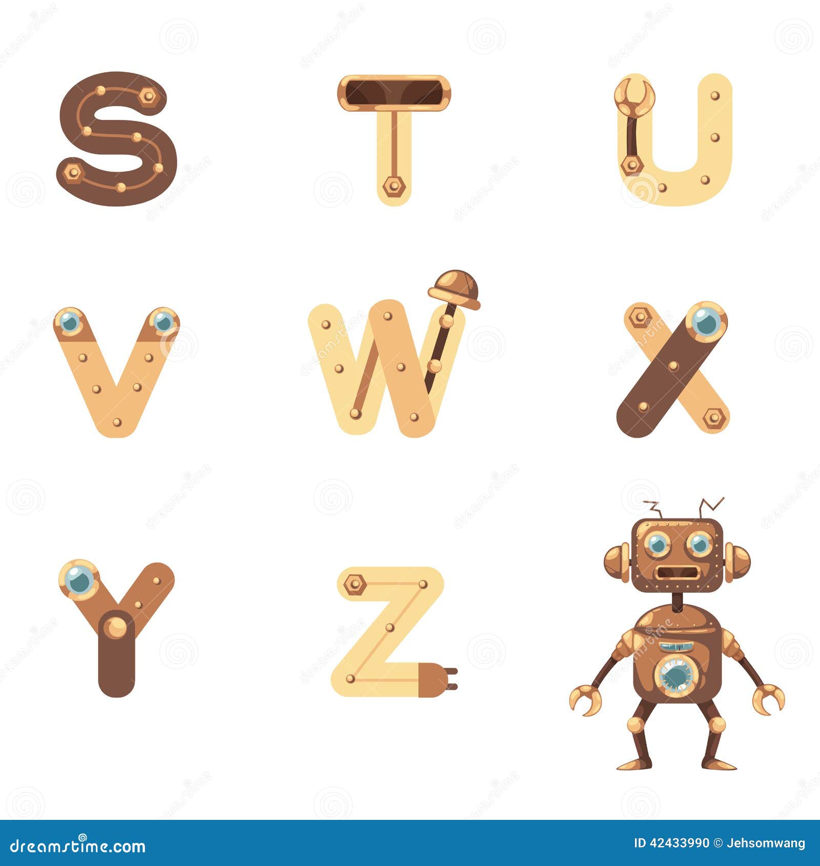 Alfabet S-Z Robot vektor illustrationer. Illustration av ungar - 42433990