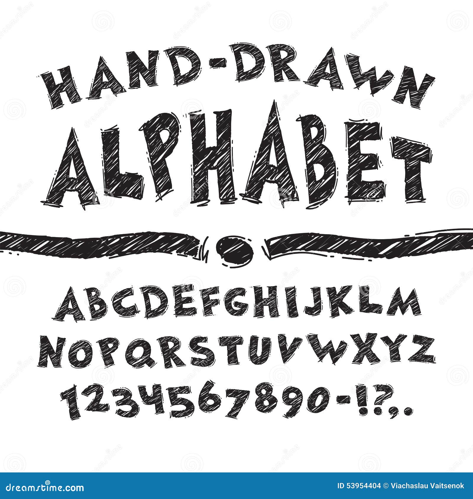 Alfabet tecknad hand vektor illustrationer. Illustration av grym - 53954404