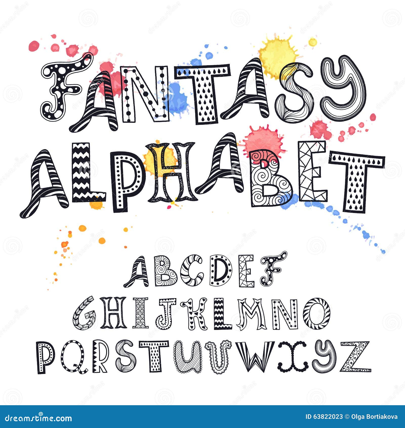 Alfabet tecknad hand vektor illustrationer. Illustration av diagram ...