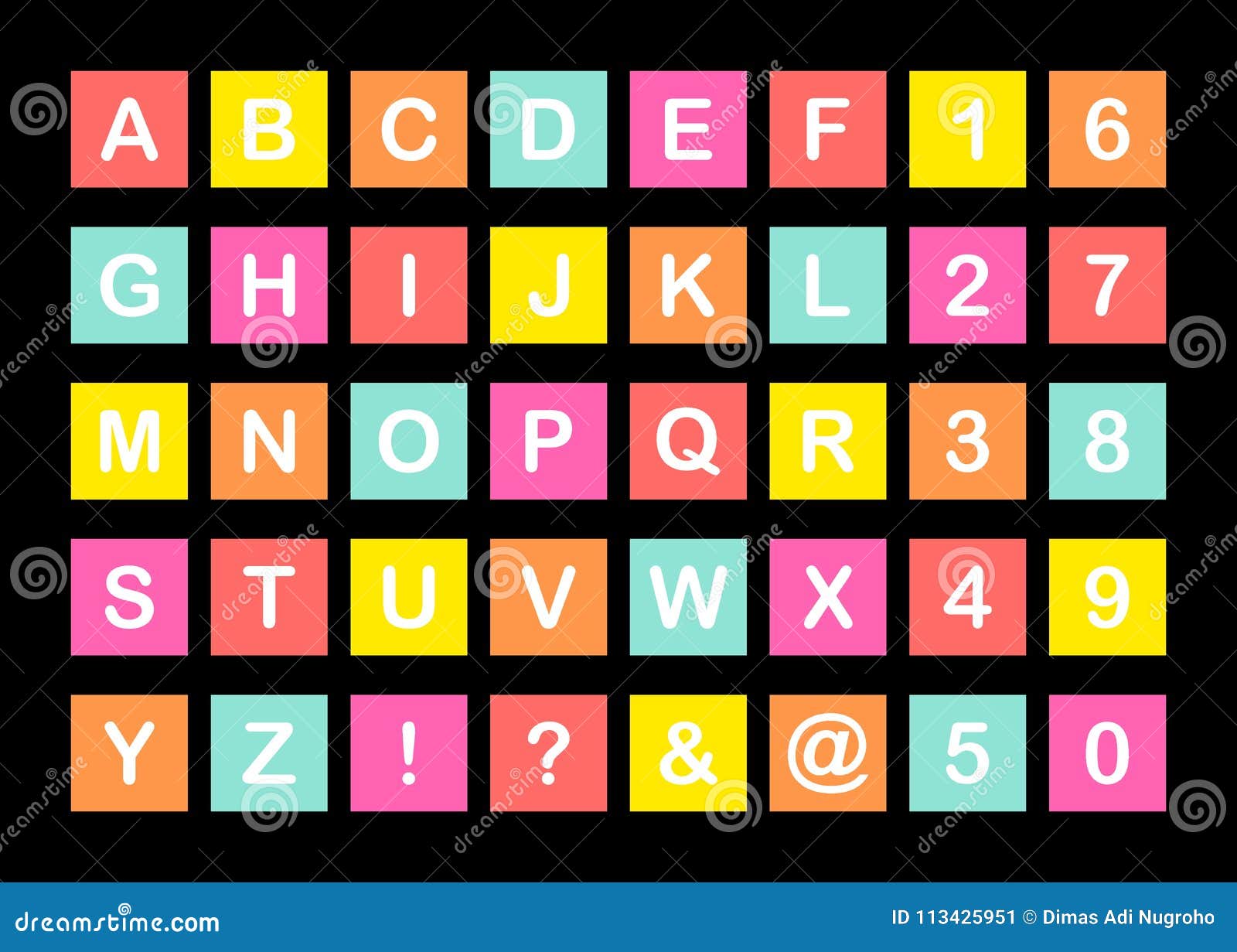 Alfabeto Ajustado No Quadrado Ilustração do Vetor - Ilustração de ...