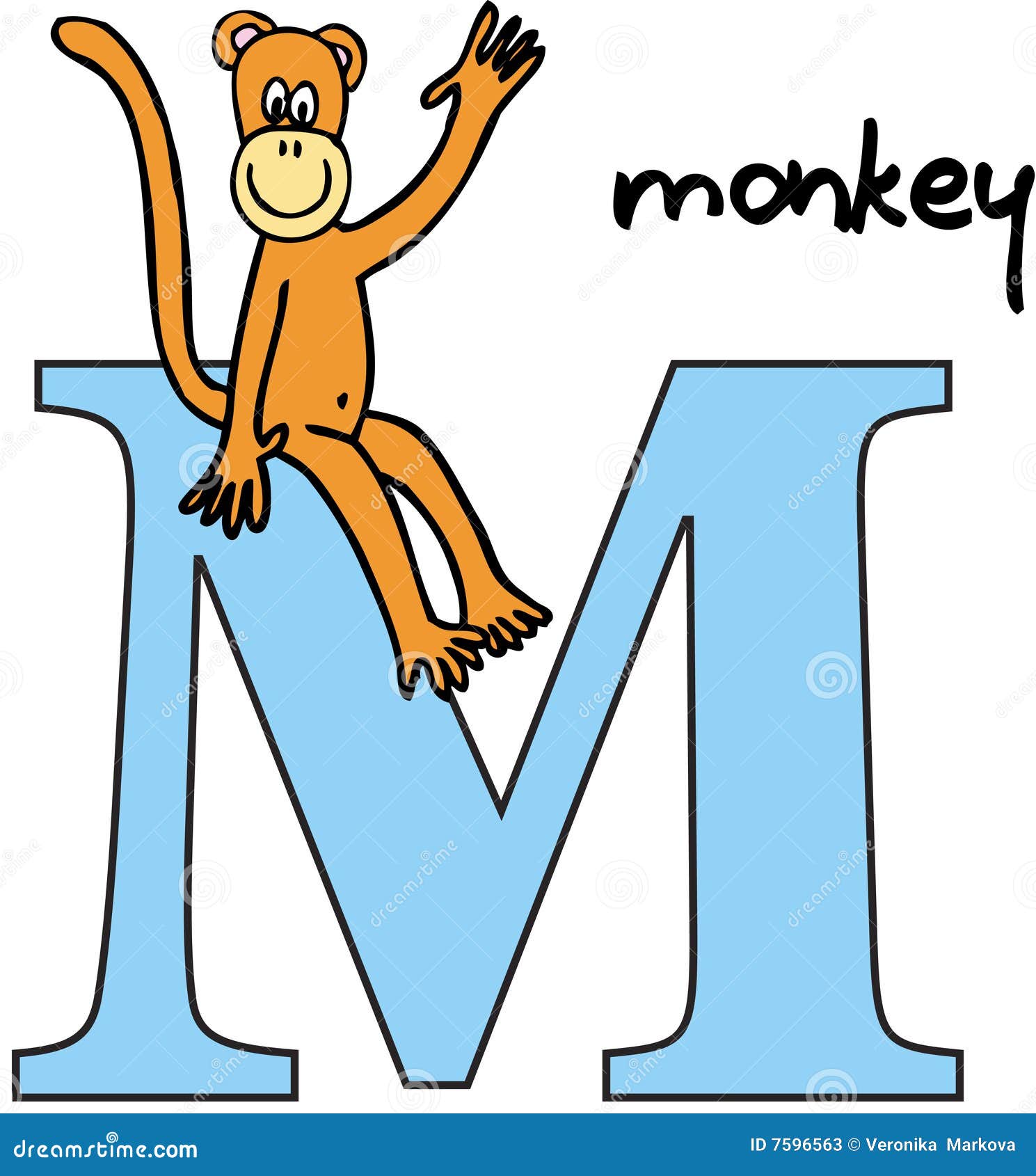 Alfabeto animal M (mono) ilustración del vector. Ilustración de animal ...