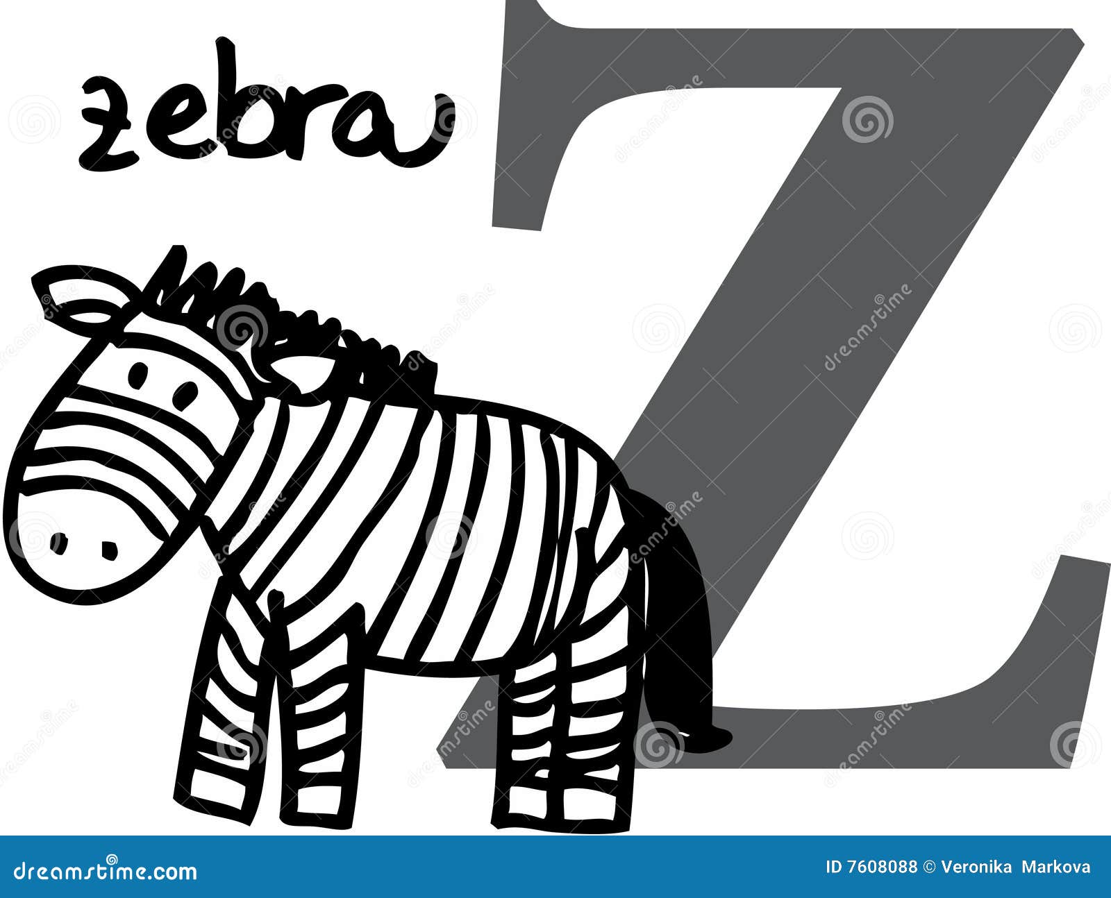 Alfabeto animal Z (cebra) ilustración del vector. Ilustración de carta ...