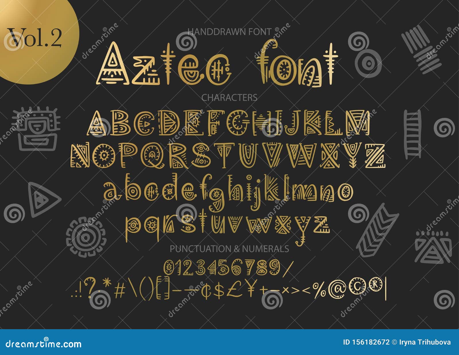 Alfabeto Azteca Tribal. Vector Ilustración del Vector - Ilustración de ...