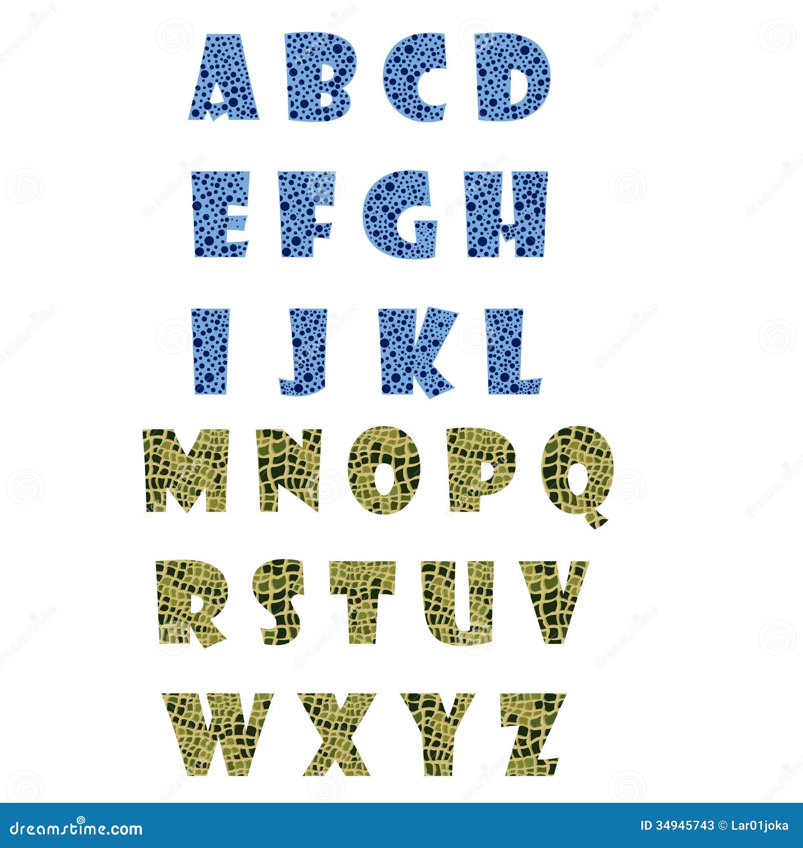 Alfabeto azul e verde ilustração do vetor. Ilustração de retro - 34945743