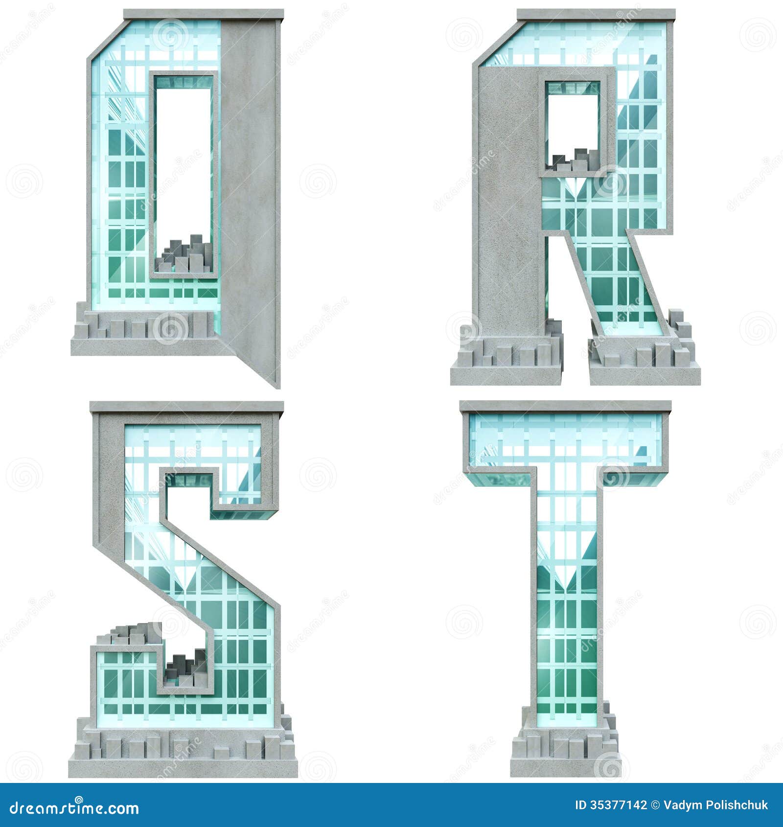 Alfabeto Bajo La Forma De Edificios Urbanos. Stock de ilustración - Ilustración de céntrico ...