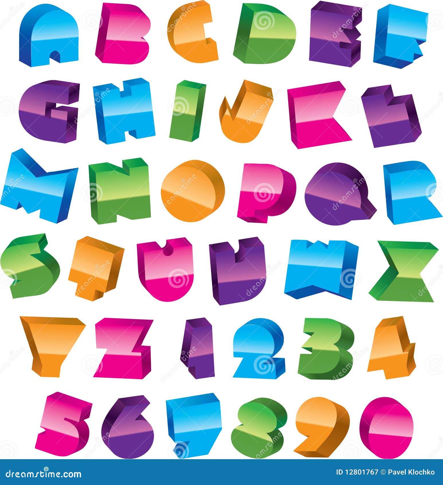 Alfabeto colorido ilustración del vector. Ilustración de trendy - 12801767