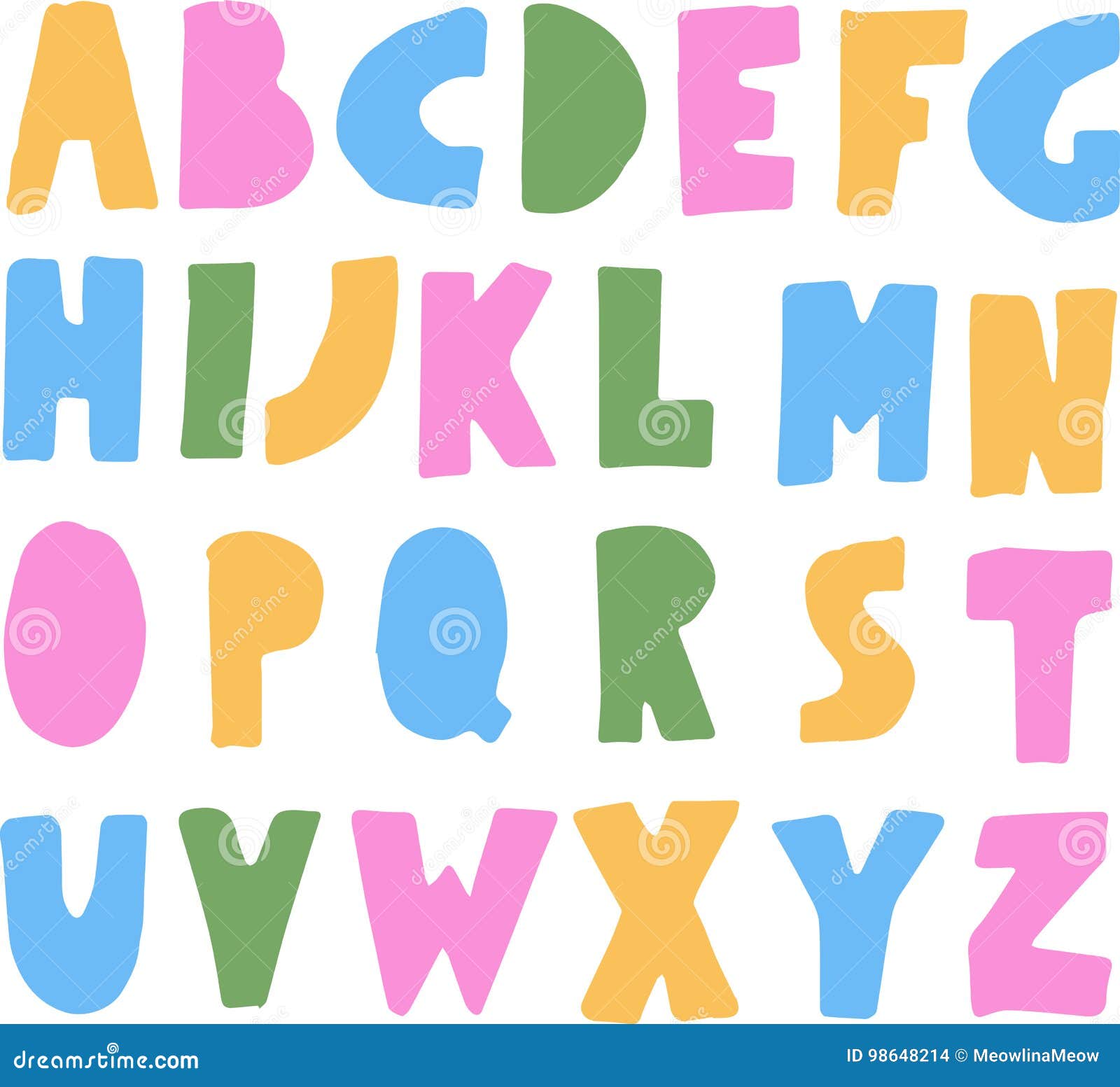 Alfabeto Colorido Simples De ABC Das Crianças Ilustração do Vetor ...