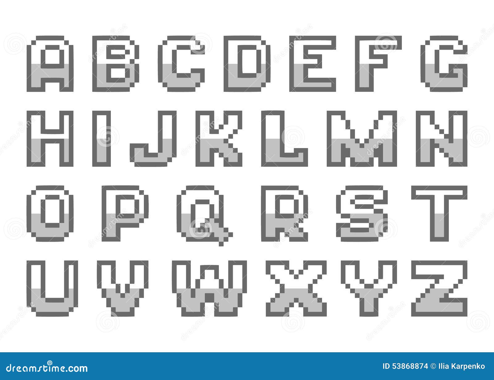 Alfabeto da arte do pixel ilustração do vetor. Ilustração de fonte ...