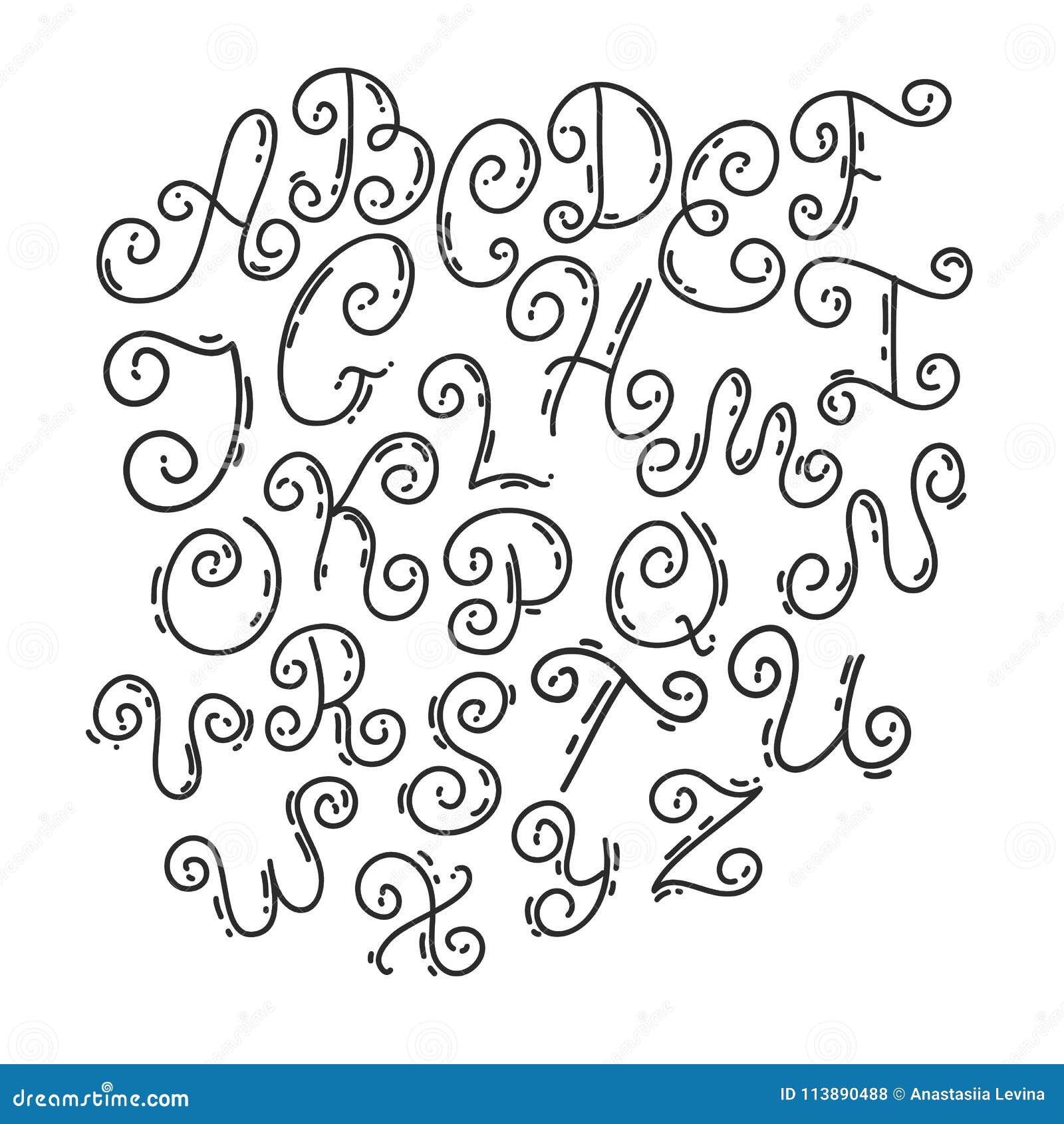 Alfabeto De Las Letras De La Mano Ilustración del Vector - Ilustración ...