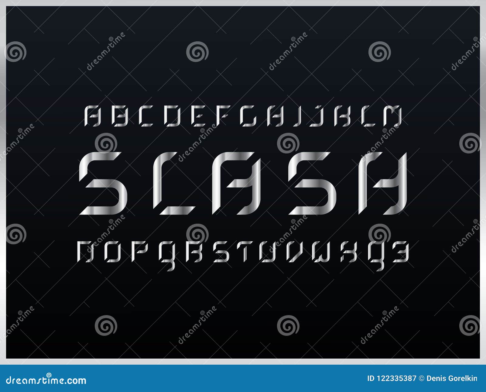 Alfabeto De Plata De La Raya Vertical Letras Del Vector Ilustración del ...