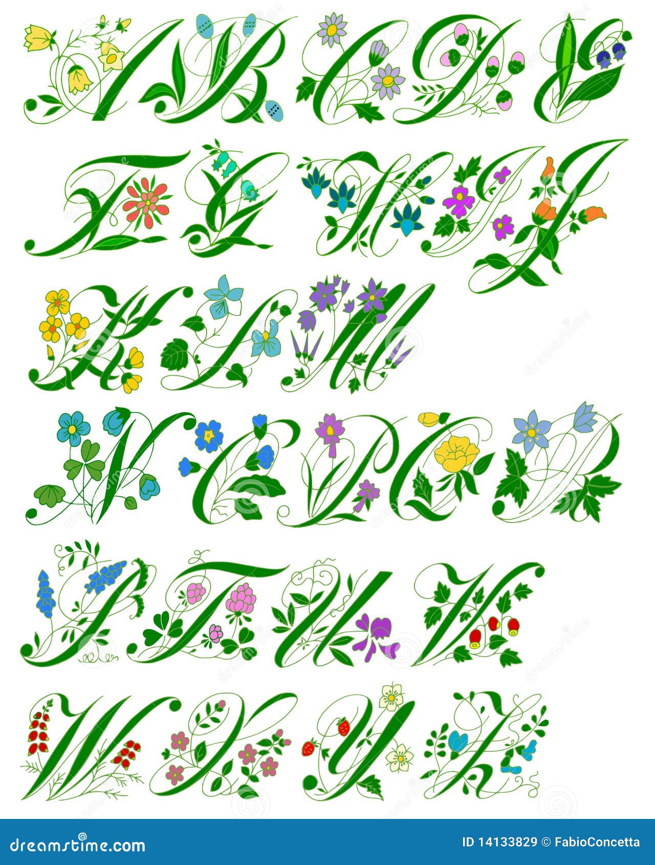 Alfabeto del fiore illustrazione di stock. Illustrazione di parole ...