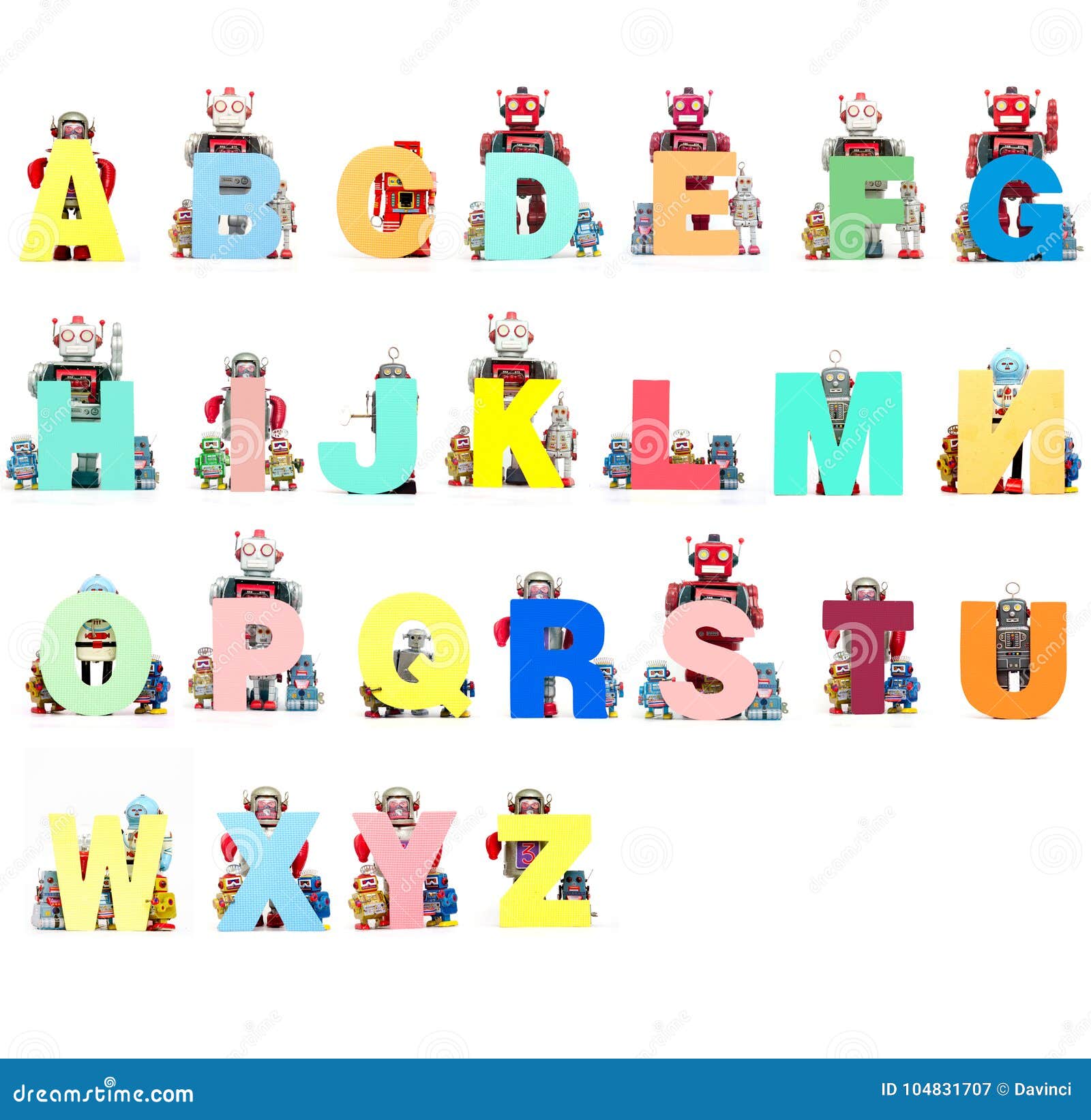 Alfabeto Del Robot En Blanco Stock de ilustración - Ilustración de ...