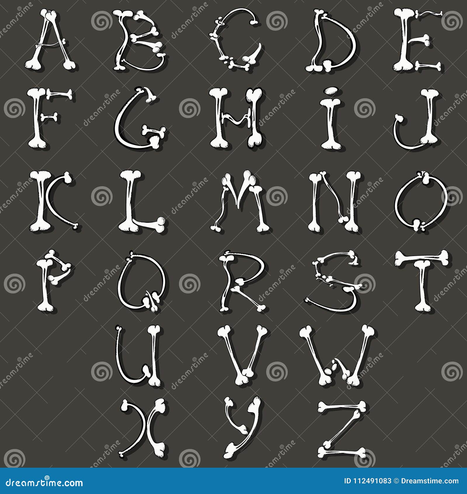 Alfabeto do osso ilustração do vetor. Ilustração de alfabético - 112491083