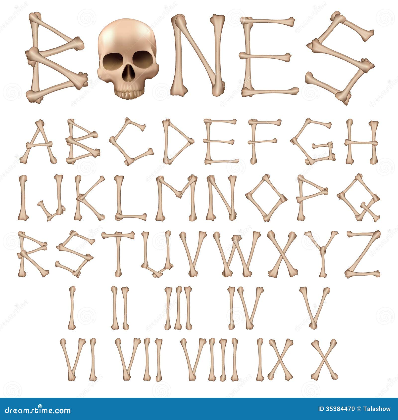 Alfabeto dos ossos ilustração stock. Ilustração de inoperante - 35384470