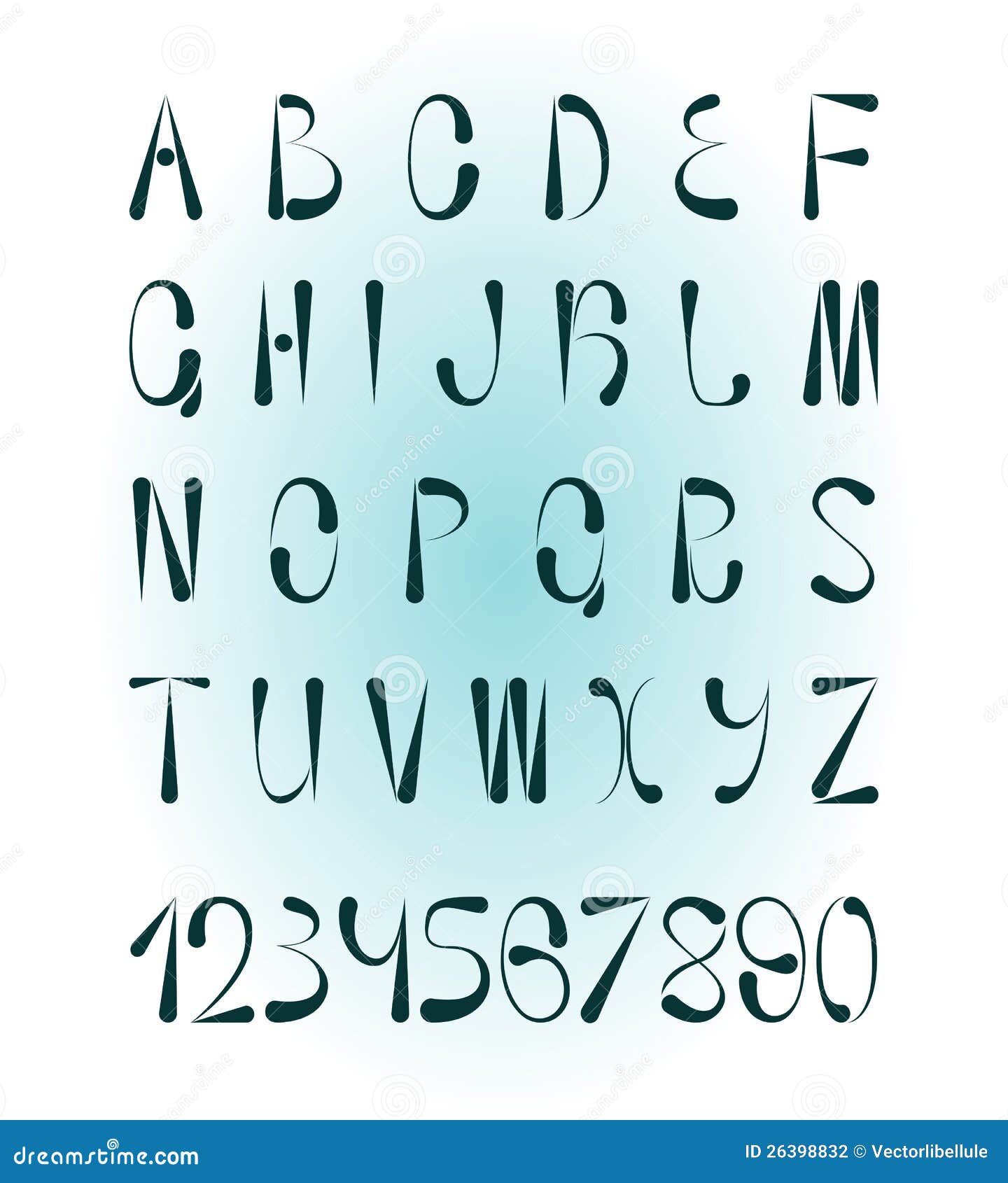 Alfabeto e numeri creativi illustrazione vettoriale. Illustrazione di ...