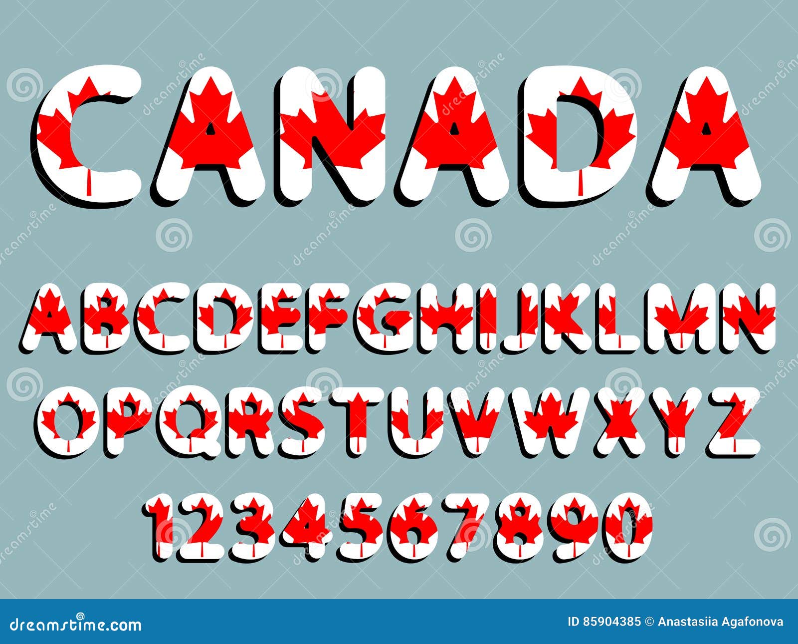 Alfabeto E Numero Della Fonte Del Canada Illustrazione Vettoriale ...