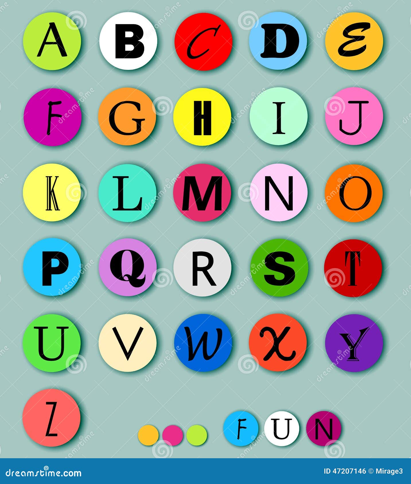 Alfabeto En Círculos Multicolores Ilustración del Vector - Imagen: 47207146