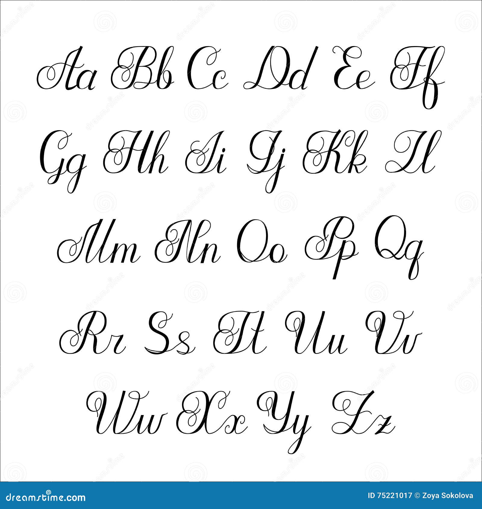 Alfabeto escrito mão ilustração do vetor. Ilustração de alfabeto - 75221017