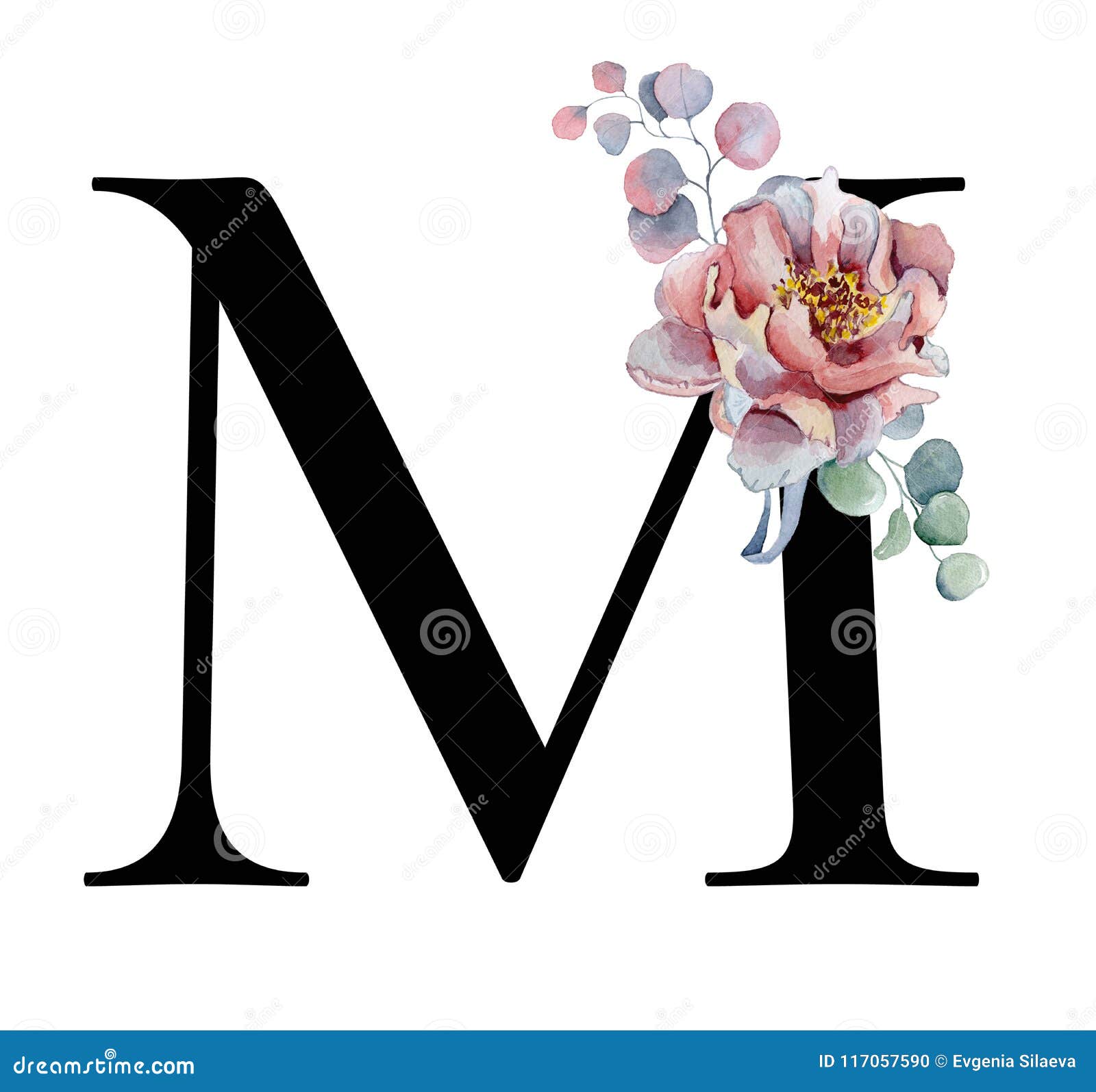 Alfabeto Floral Da Aquarela Projeto Da Letra Inicial M Do Monograma Com ... Alfabeto Floral Da Aquarela Projeto Da Letra Inicial M Do Monograma Com ...