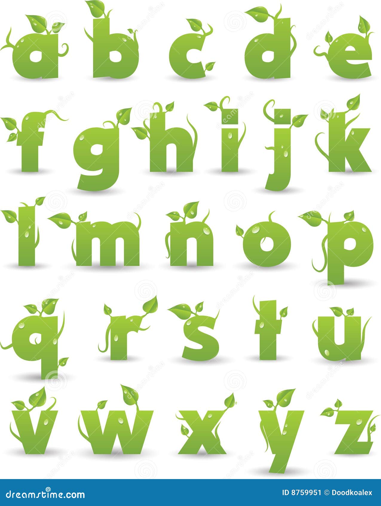 Alfabeto floral verde ilustración del vector. Ilustración de verano ...
