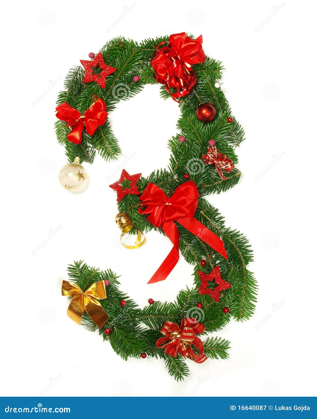 Alfabeto número 3 do Natal imagem de stock. Imagem de flora - 16640087