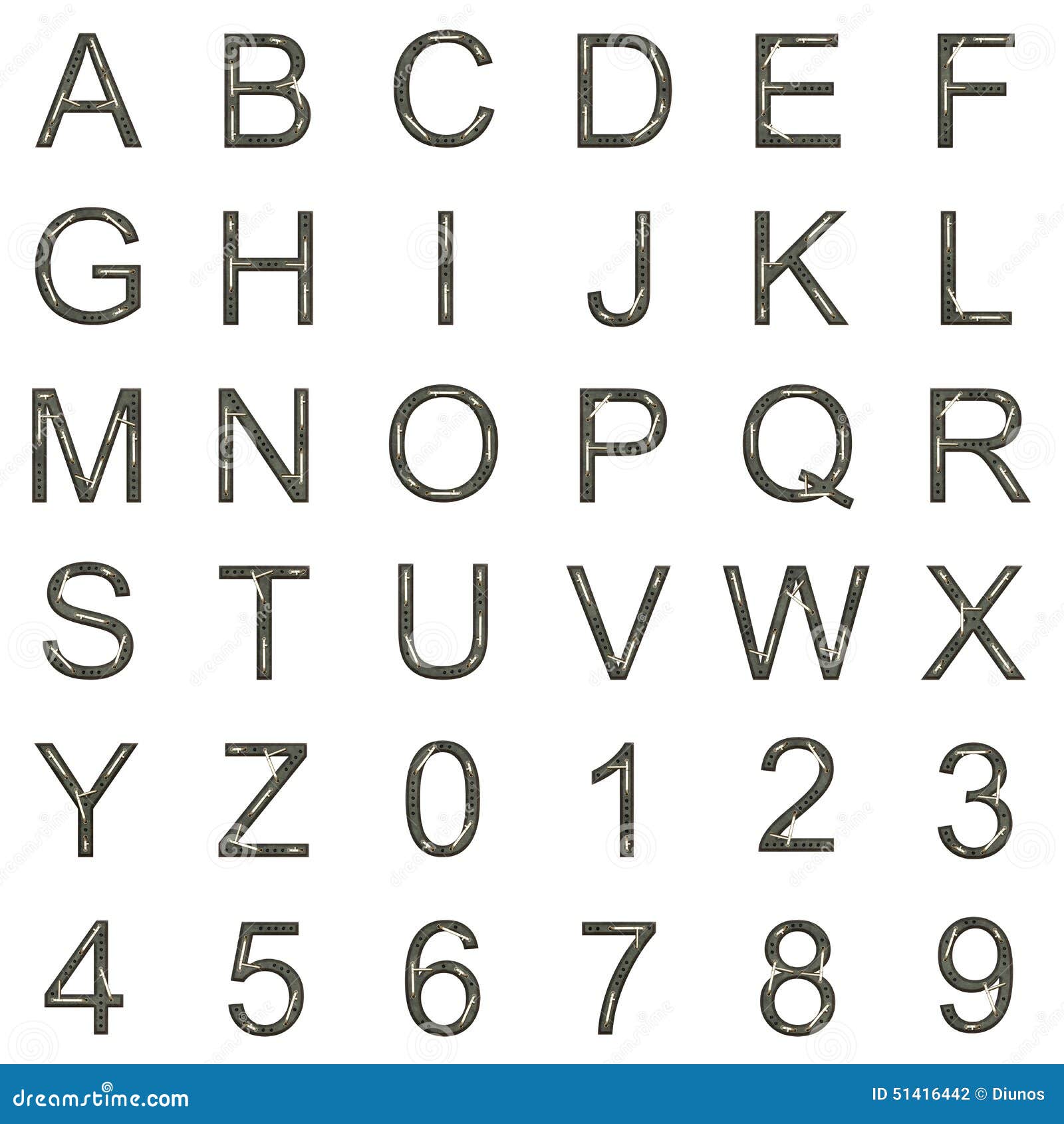 Alfabeto, Números Tecnicamente Ilustração Stock - Ilustração de ...
