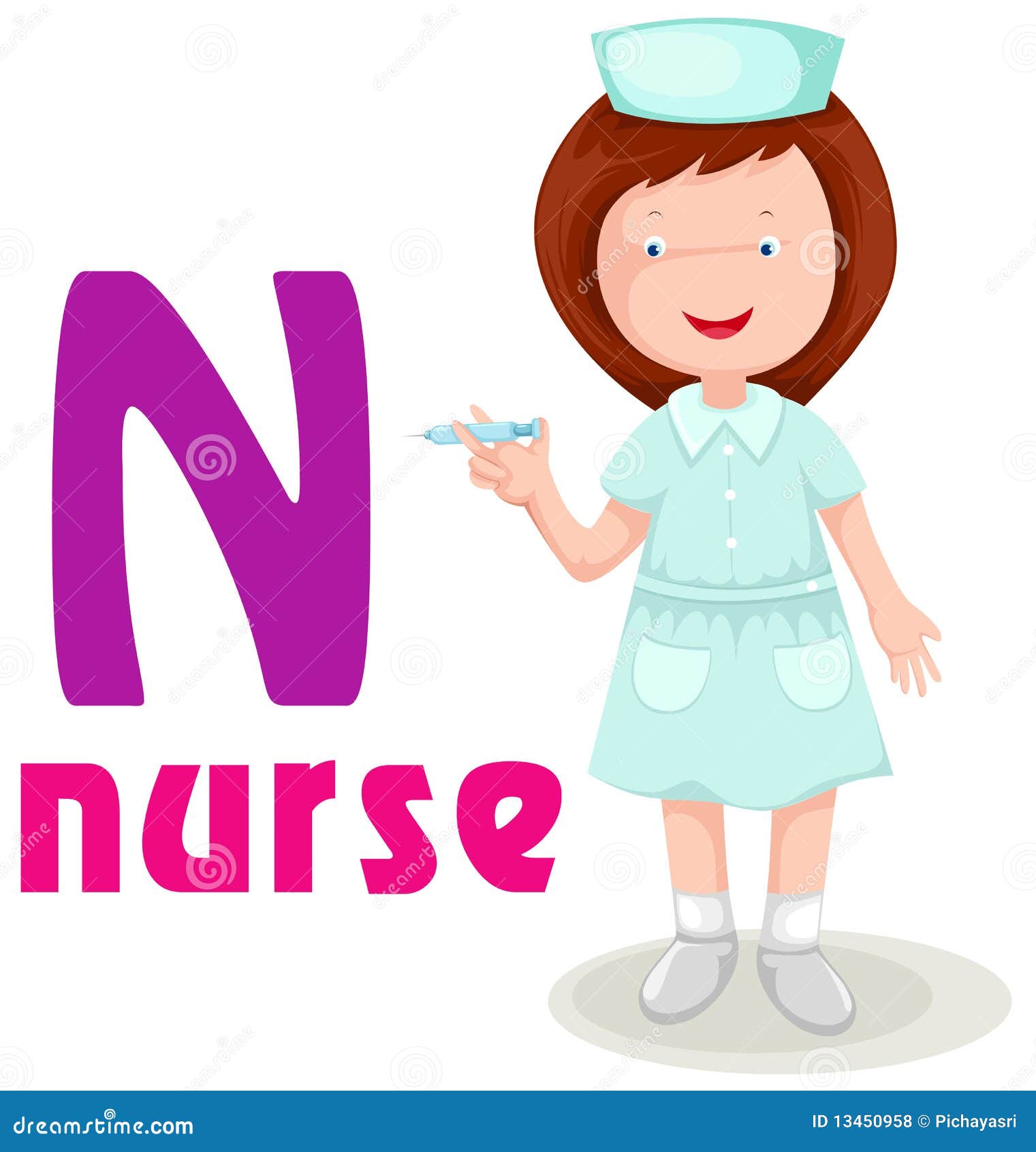 Alfabeto N Con La Enfermera Ilustración del Vector - Ilustración de ...