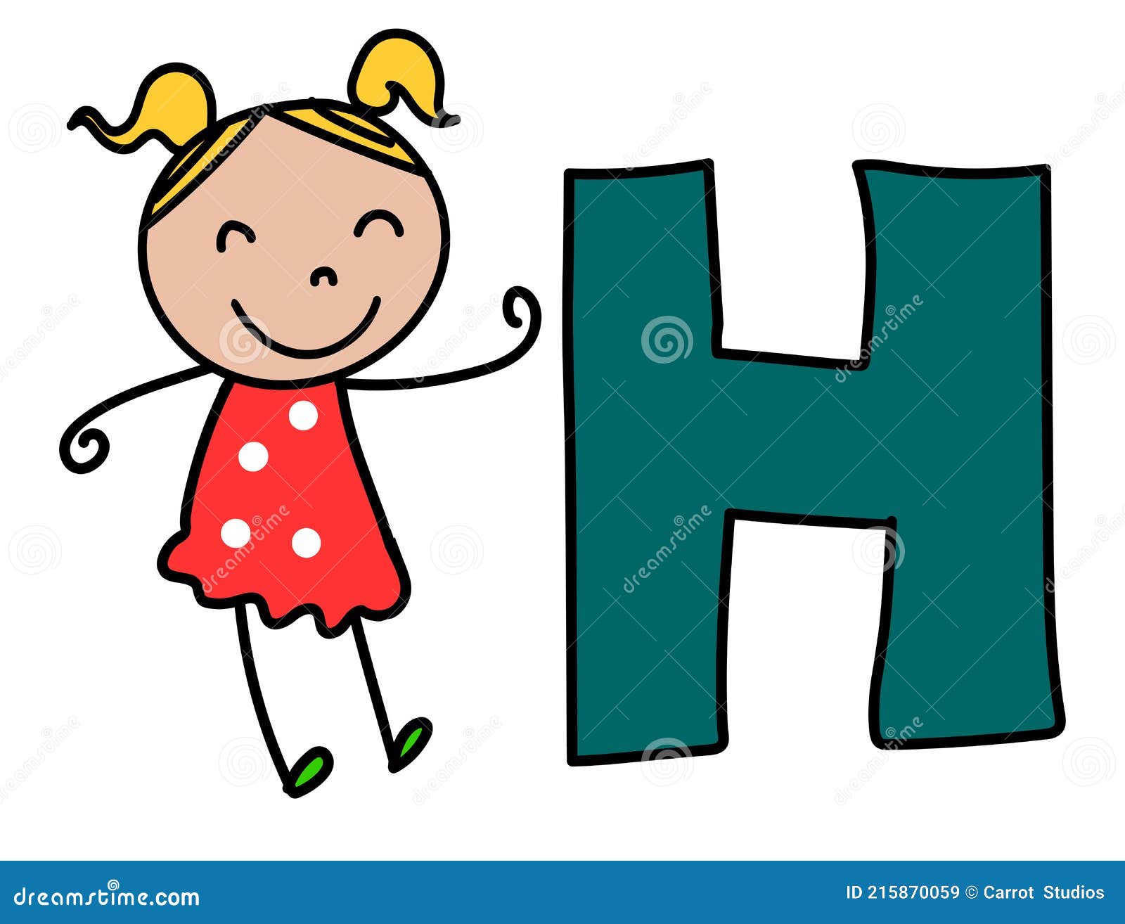 Niño De Dibujos Animados Con Letra H Ilustración Del Vector
