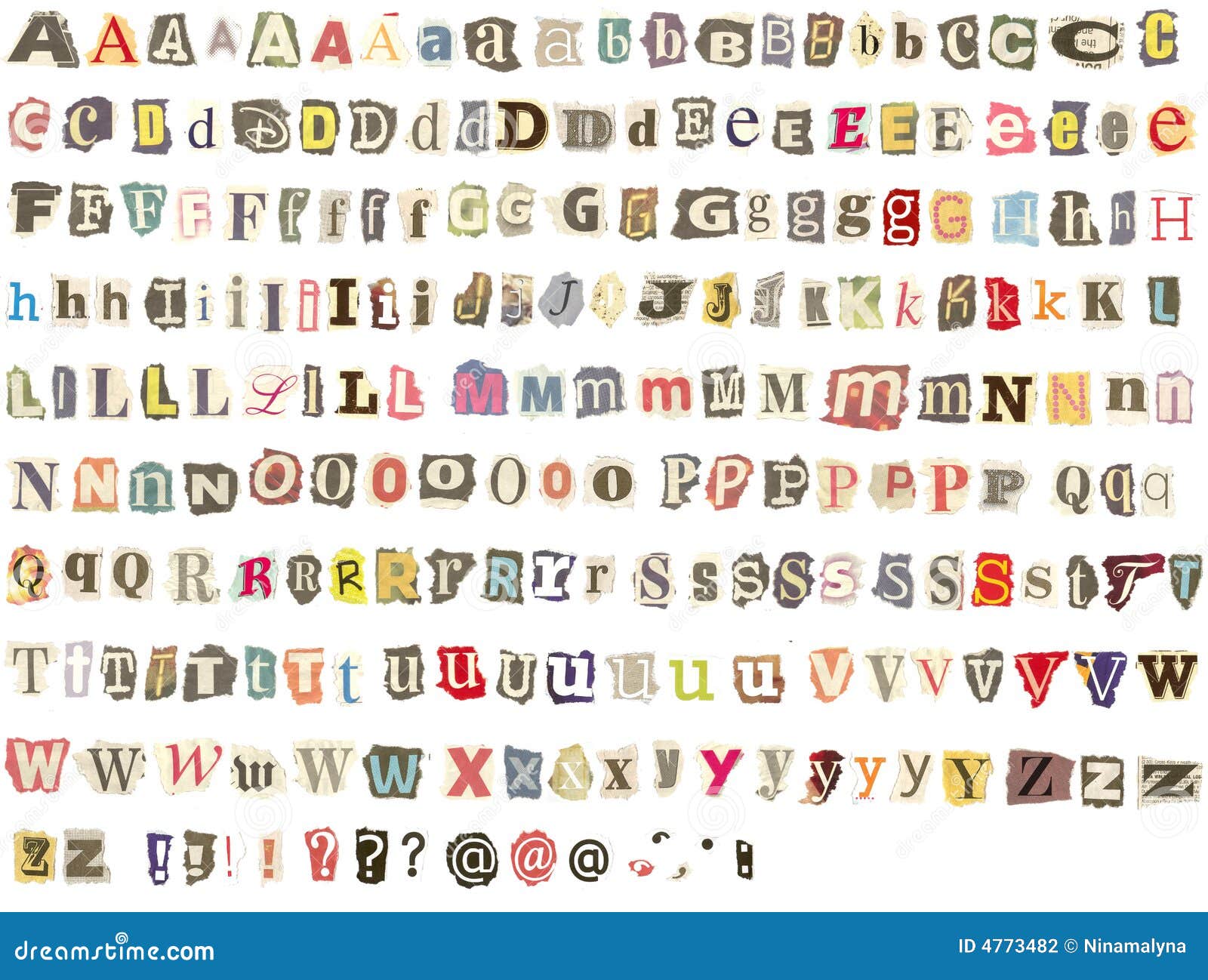 Alfabeto Rasgado Del Periódico Foto de archivo - Imagen de nota, corte ...