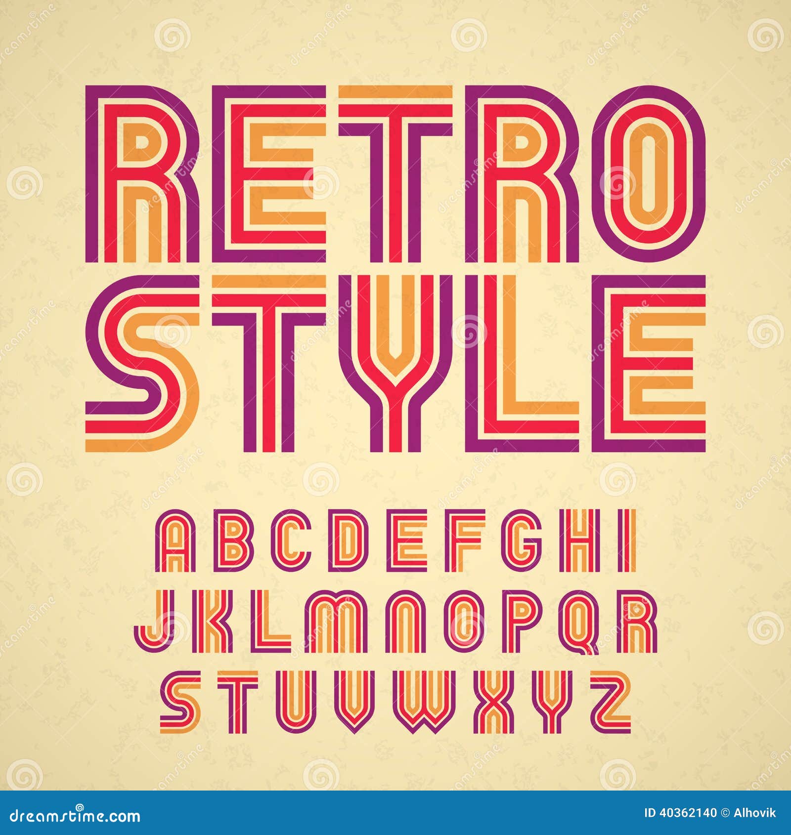 Alfabeto retro do estilo ilustração do vetor. Ilustração de velho ...