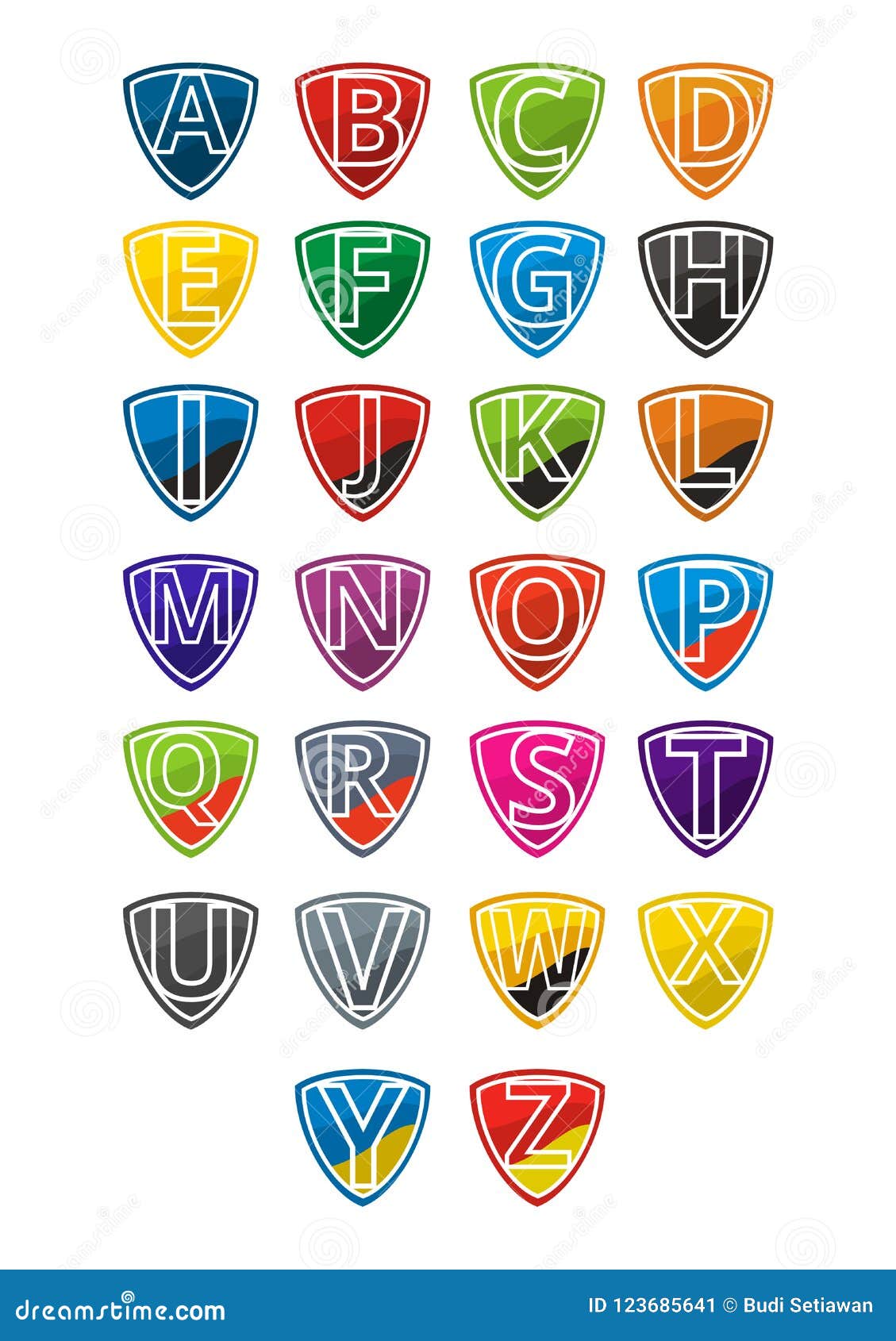 Alfabeto simple del escudo ilustración del vector. Ilustración de ...