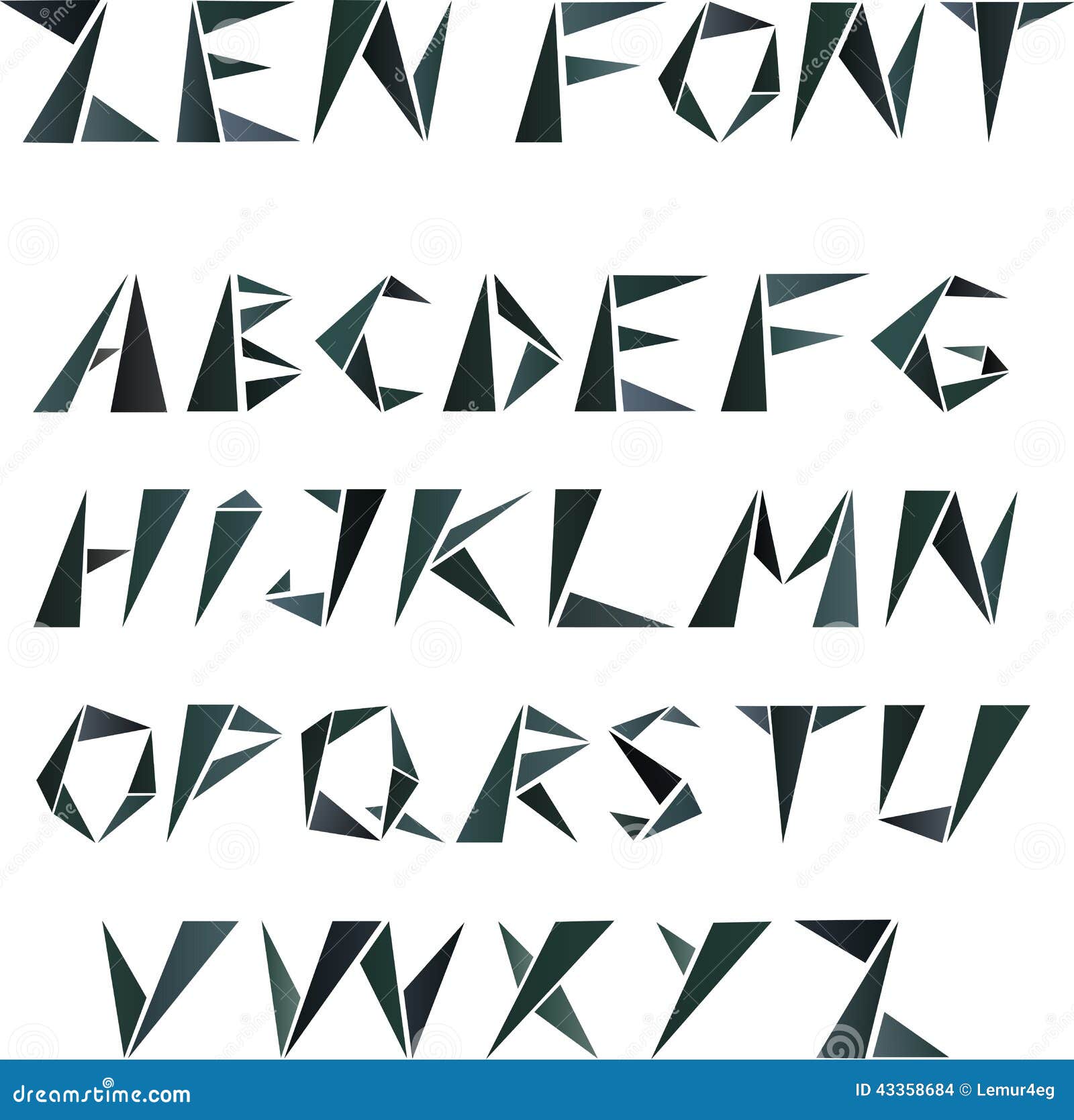 Alfabeto Triangular Del Mosaico En Estilo Del Zen Ilustración del ...