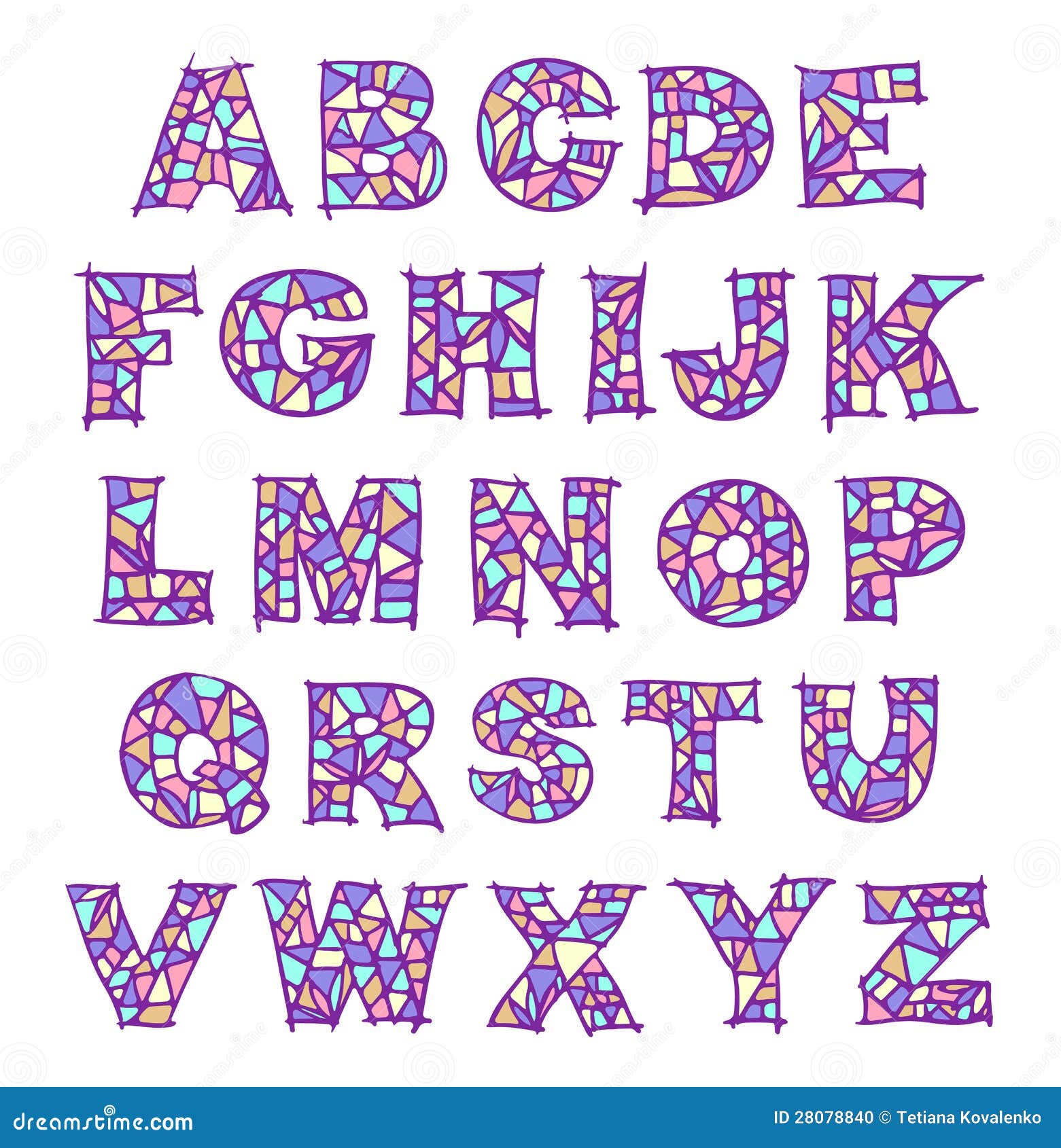 Alfabeto Violeta Del Mosaico. Stock de ilustración - Ilustración de ...
