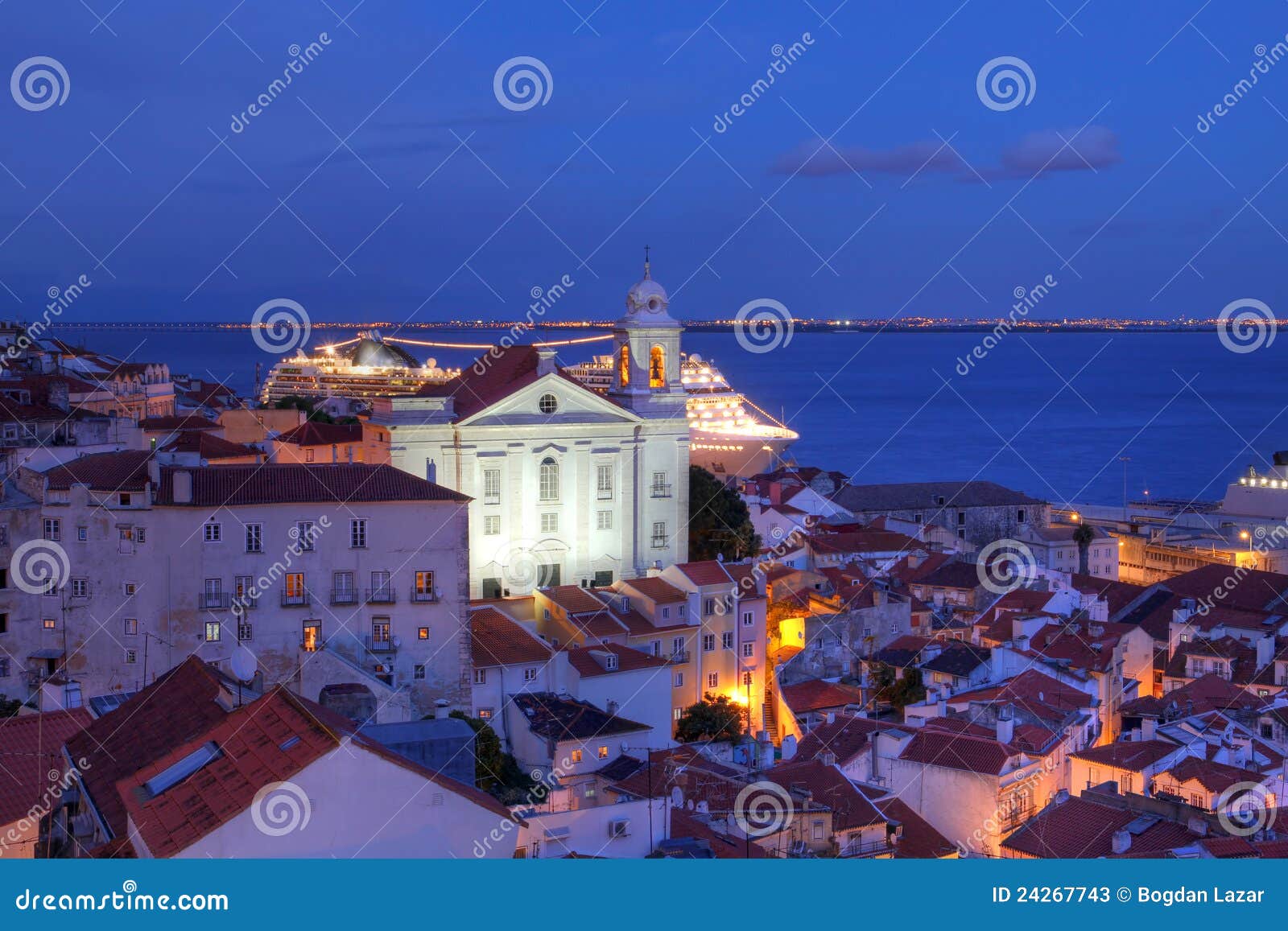 Alfama, Lisbon, Portugal stock image. Image of river - 24267743
