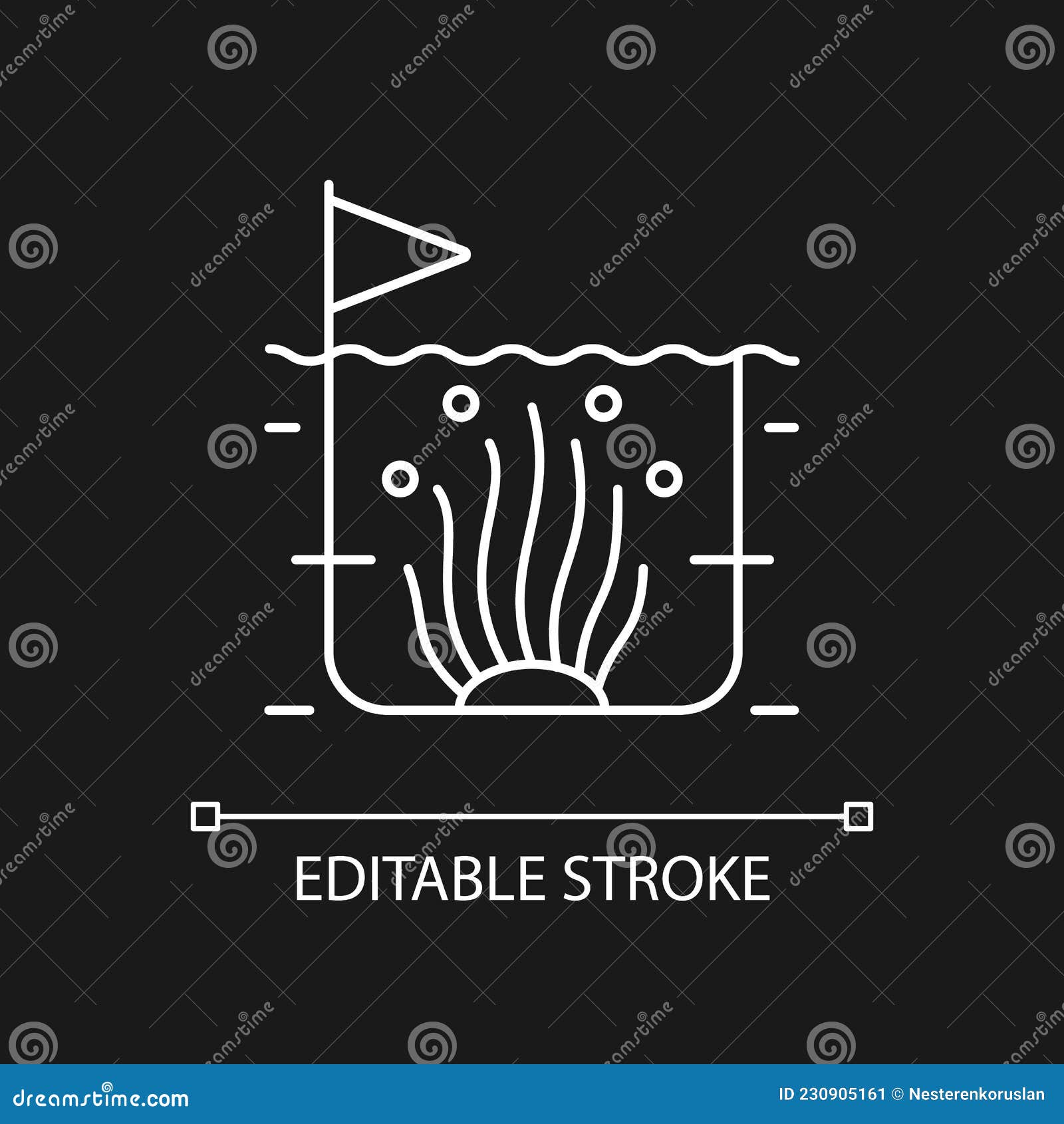 Algaculture White Linear Icon for Dark Theme Stock Vector ...