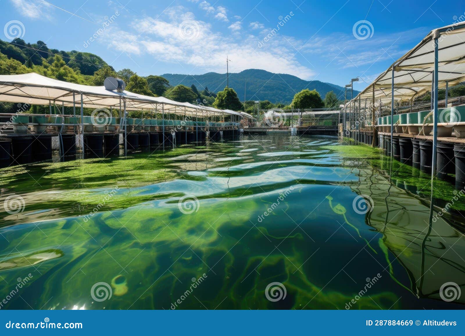 Algae-based Bio-filtration System in Aquaculture Pond Stock Image ...