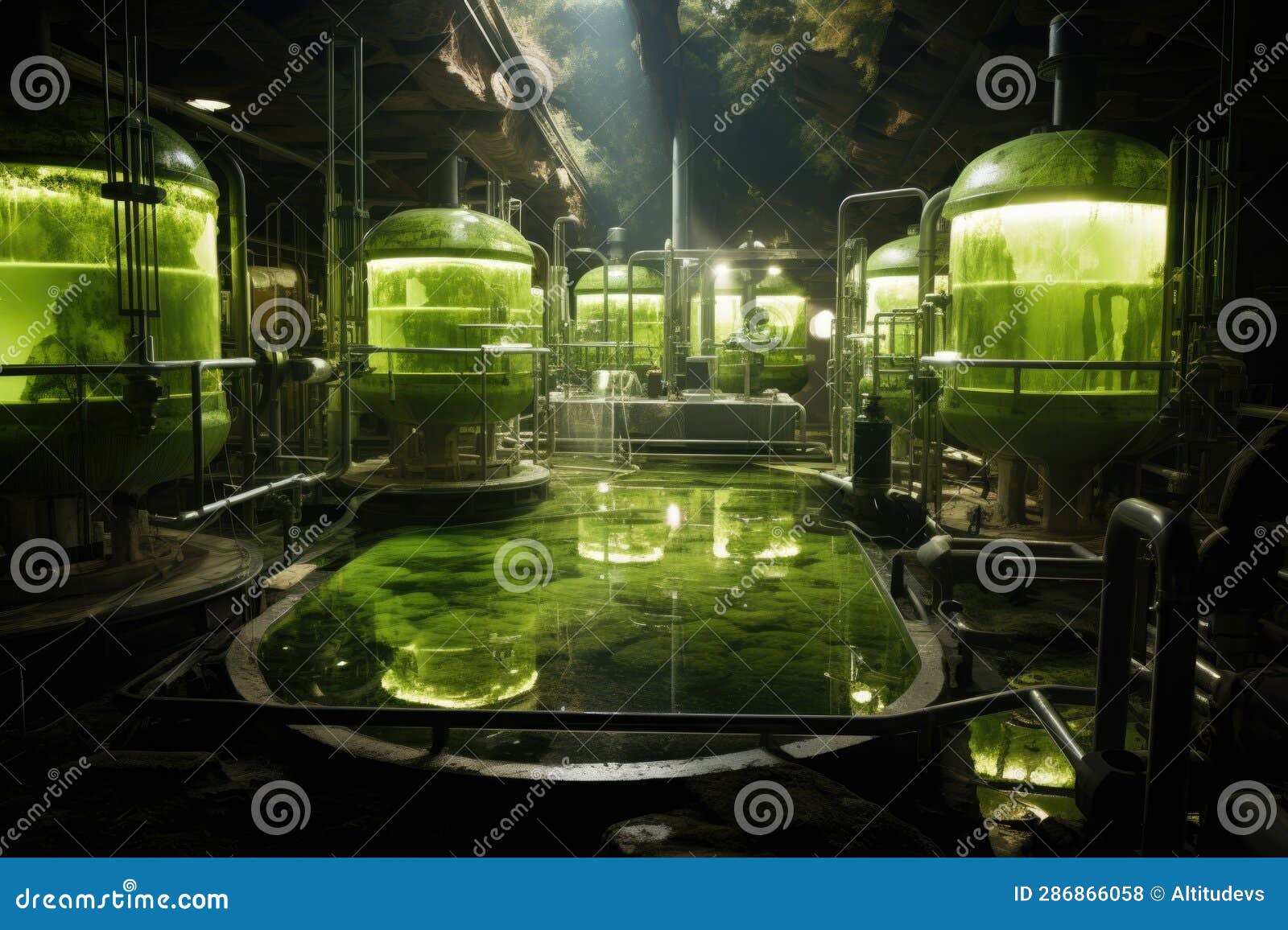 Algae-based Bio-hydrogen Production Facility Stock Illustration ...