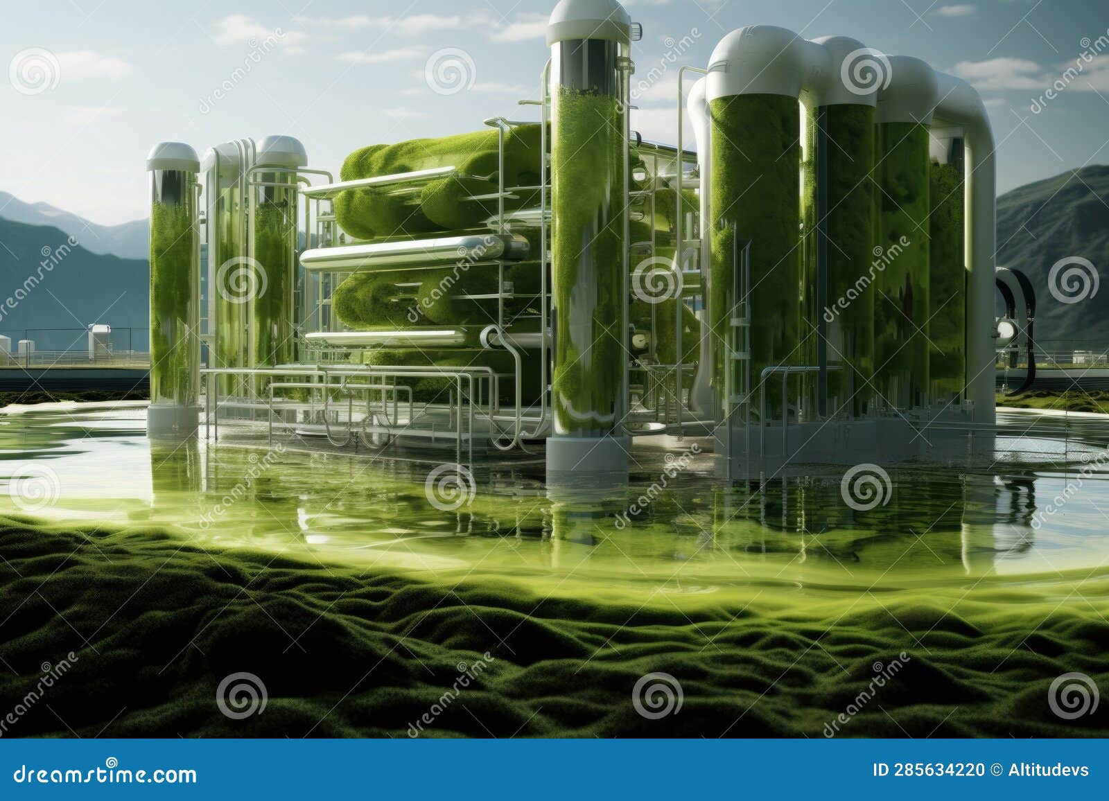 Algae-based Biohydrogen Production Technology Stock Illustration ...