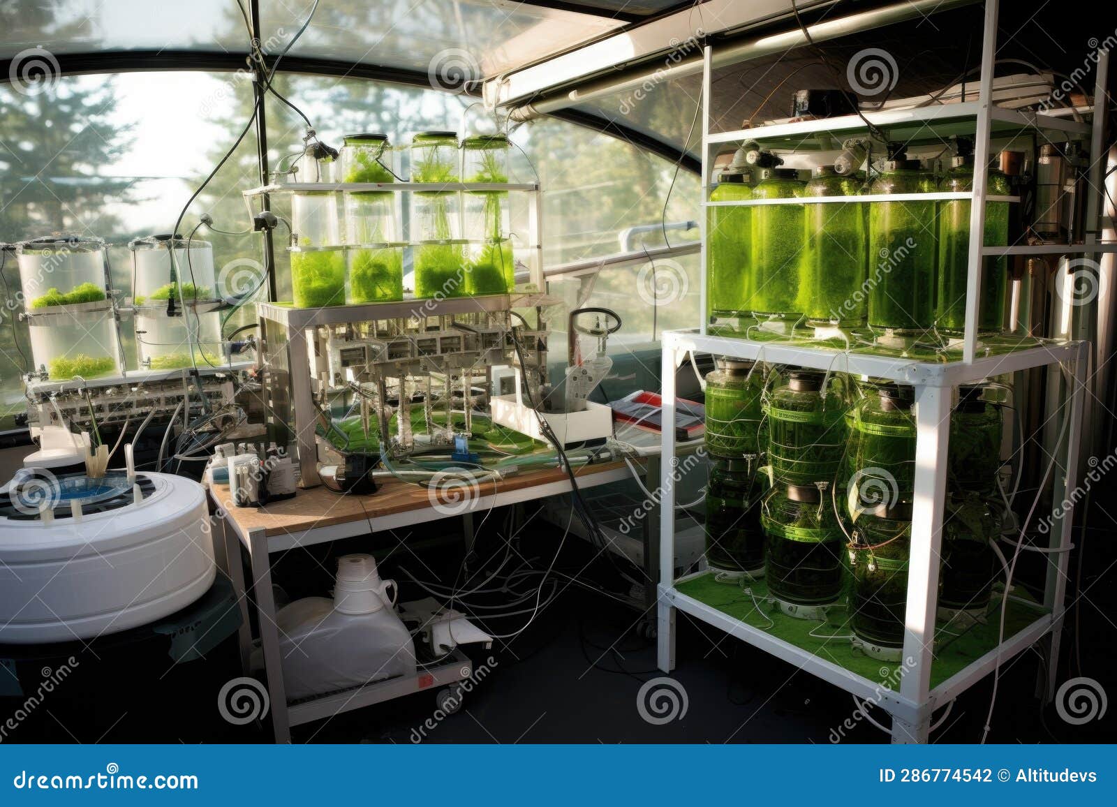 Algae Biofuel Lab Set-up for Hydrogen Extraction Stock Illustration ...
