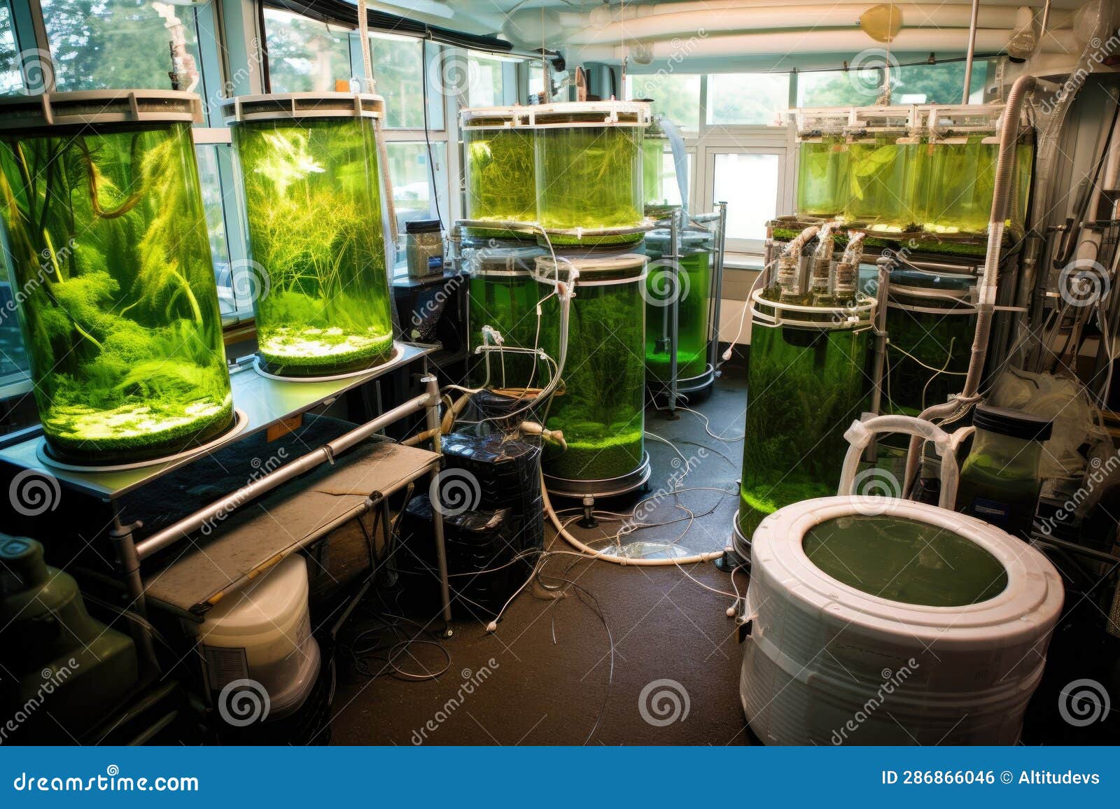Algae Biofuel Lab Set-up for Hydrogen Extraction Stock Illustration ...