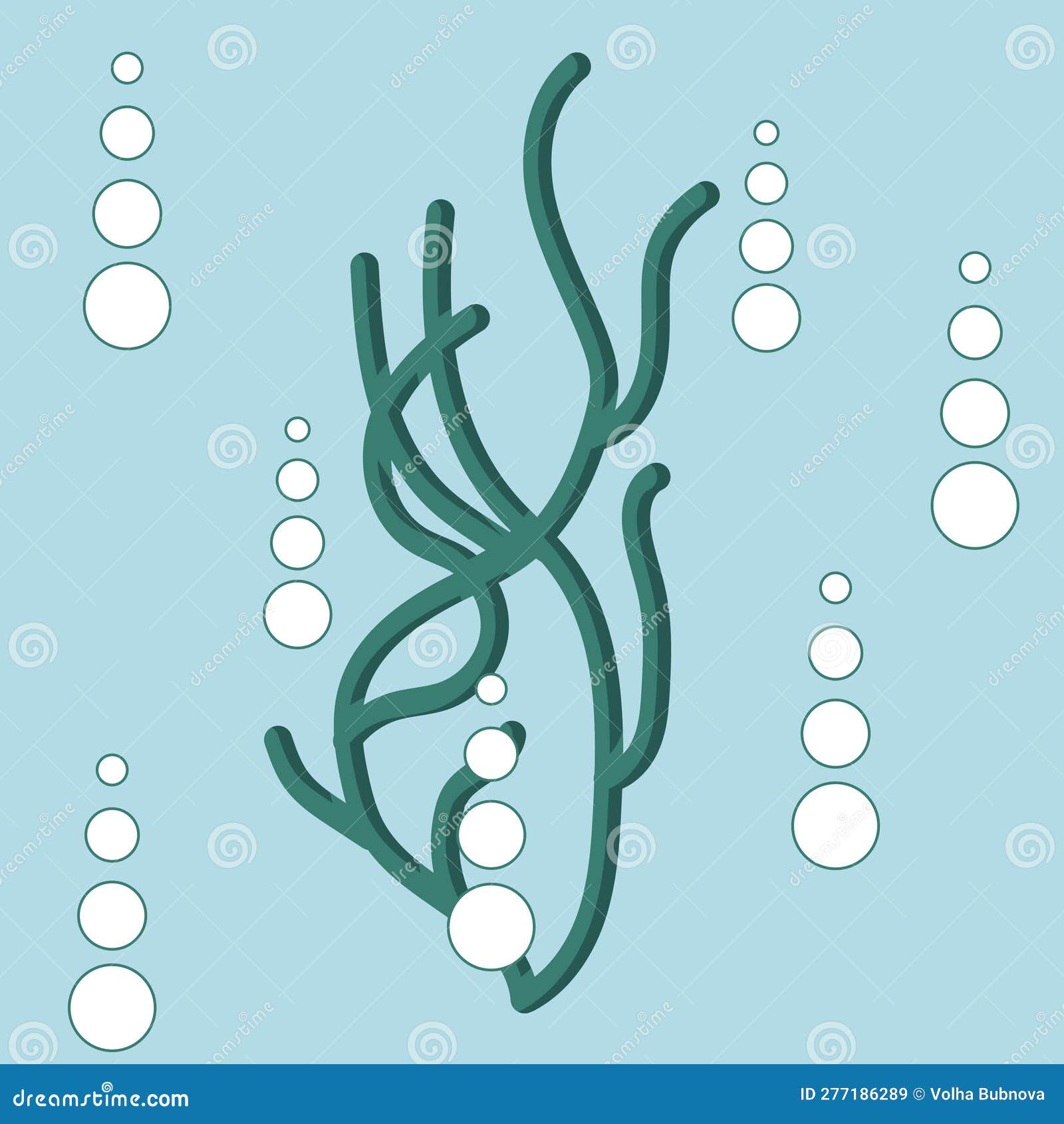 Algae in Cartoon Style. Seamless Pattern Stock Illustration ...
