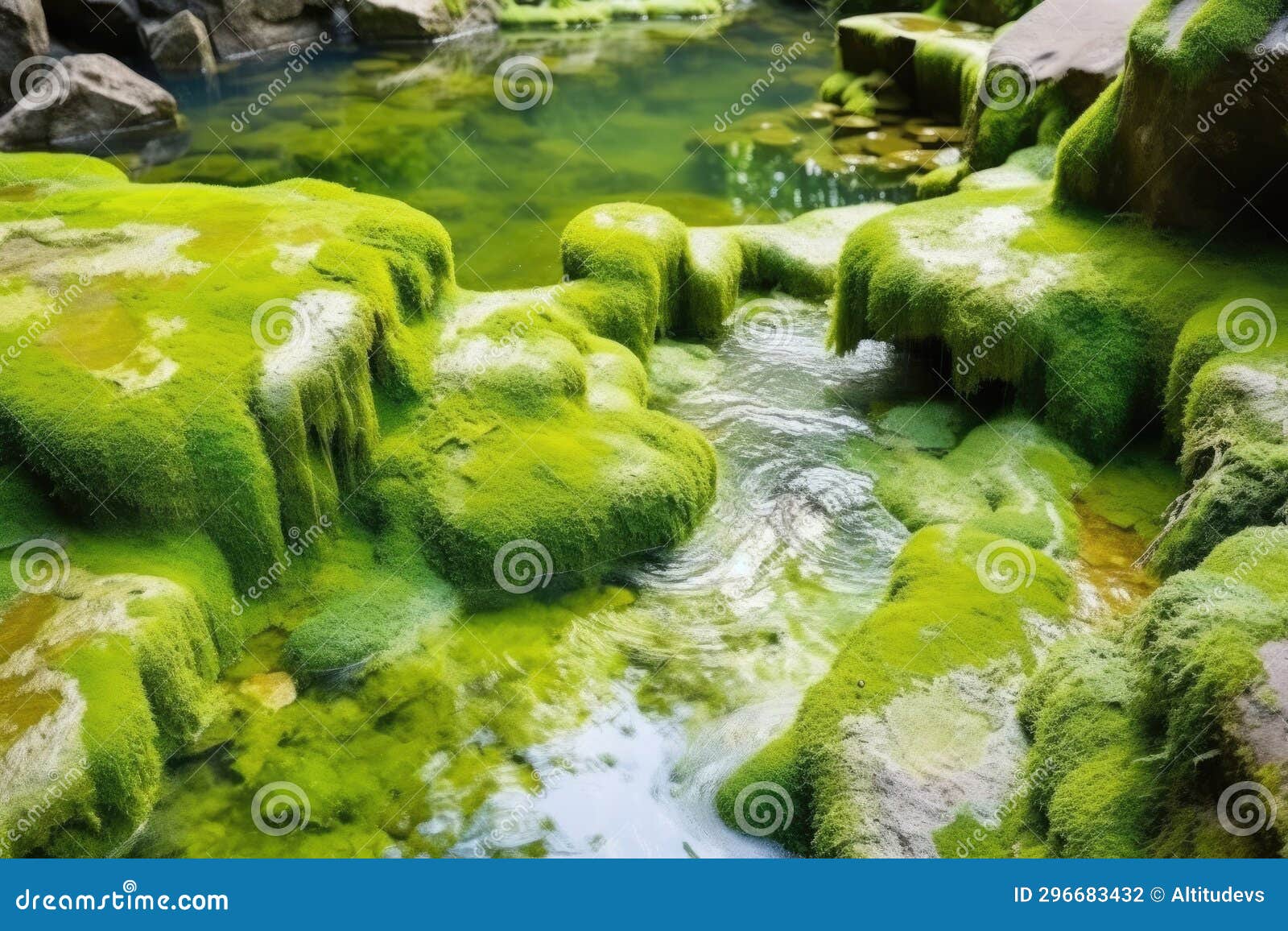 Algae-covered Stones Surrounded by Hot Spring Water Stock Photo - Image ...